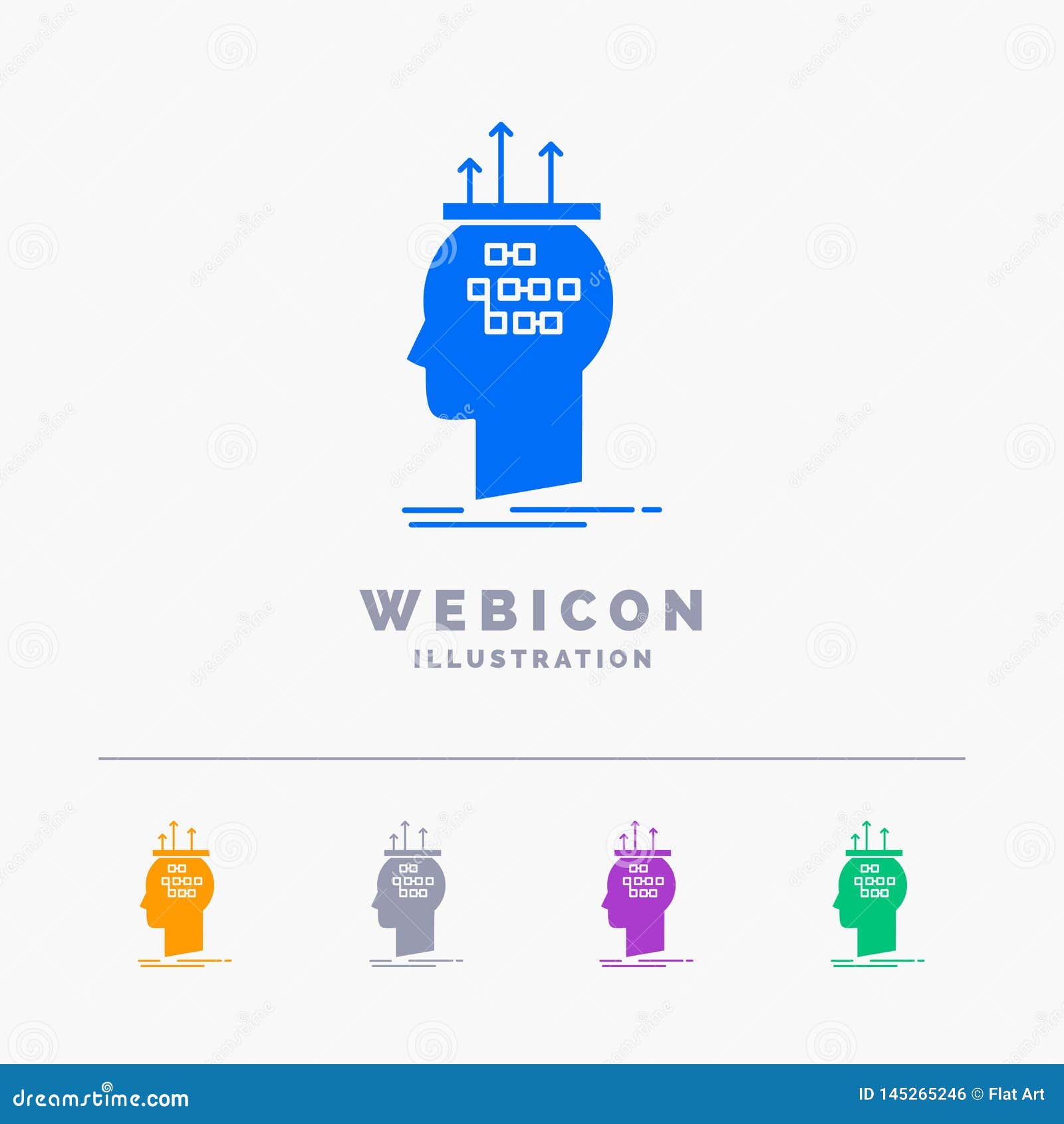 Algorithm, Brain, Conclusion, Process, Thinking 5 Color Glyph Web Icon Template Isolated on ...