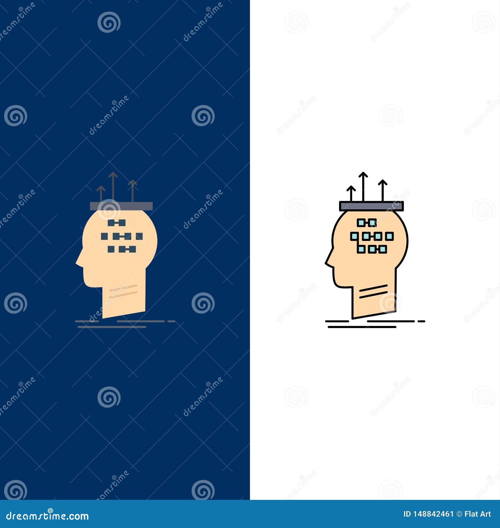 Algorithm, Brain, Conclusion, Process, Thinking Flat Color Icon Vector Stock Vector ...