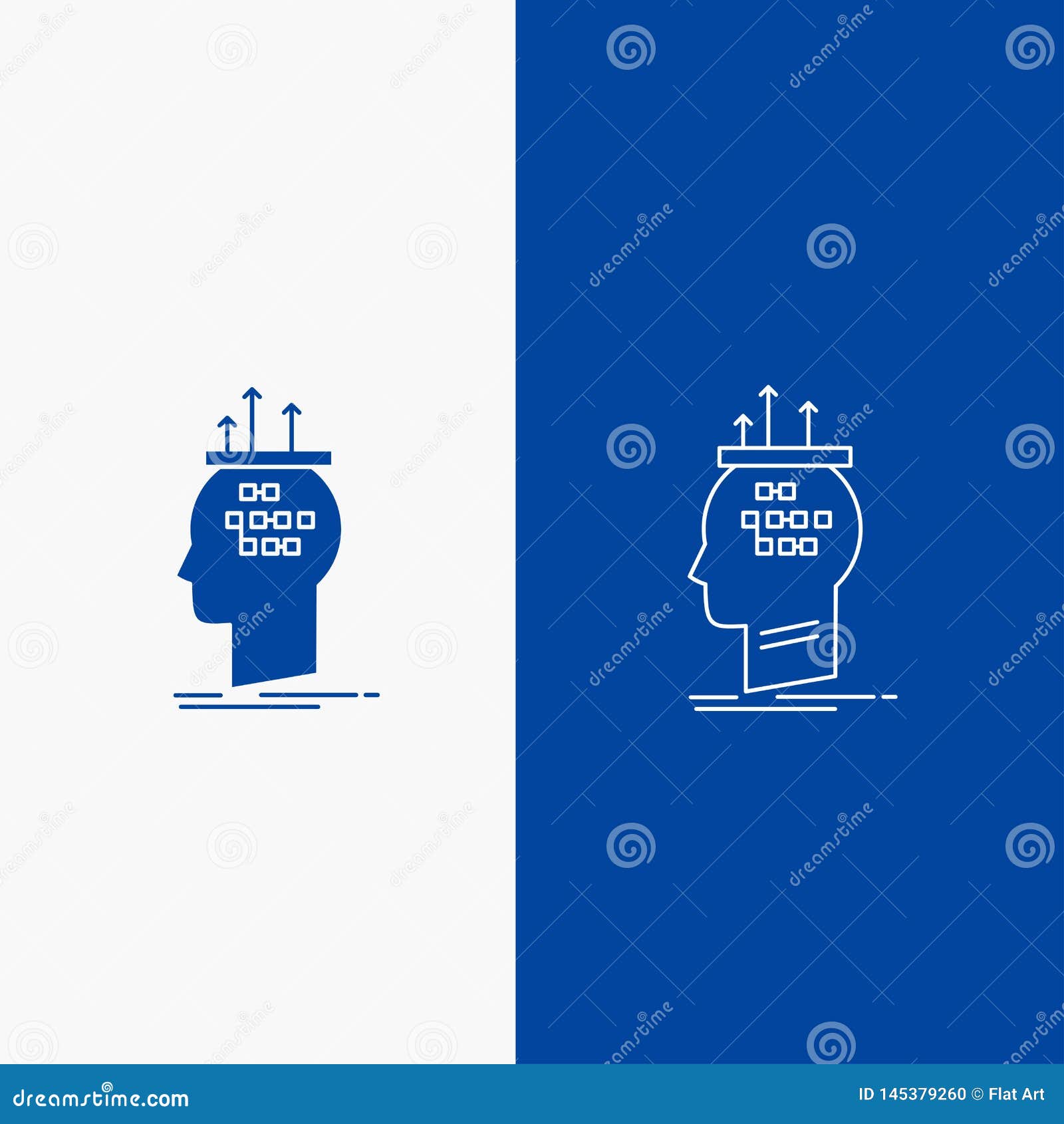 Algorithm, Brain, Conclusion, Process, Thinking Line and Glyph Web Button in Blue Color Vertical ...