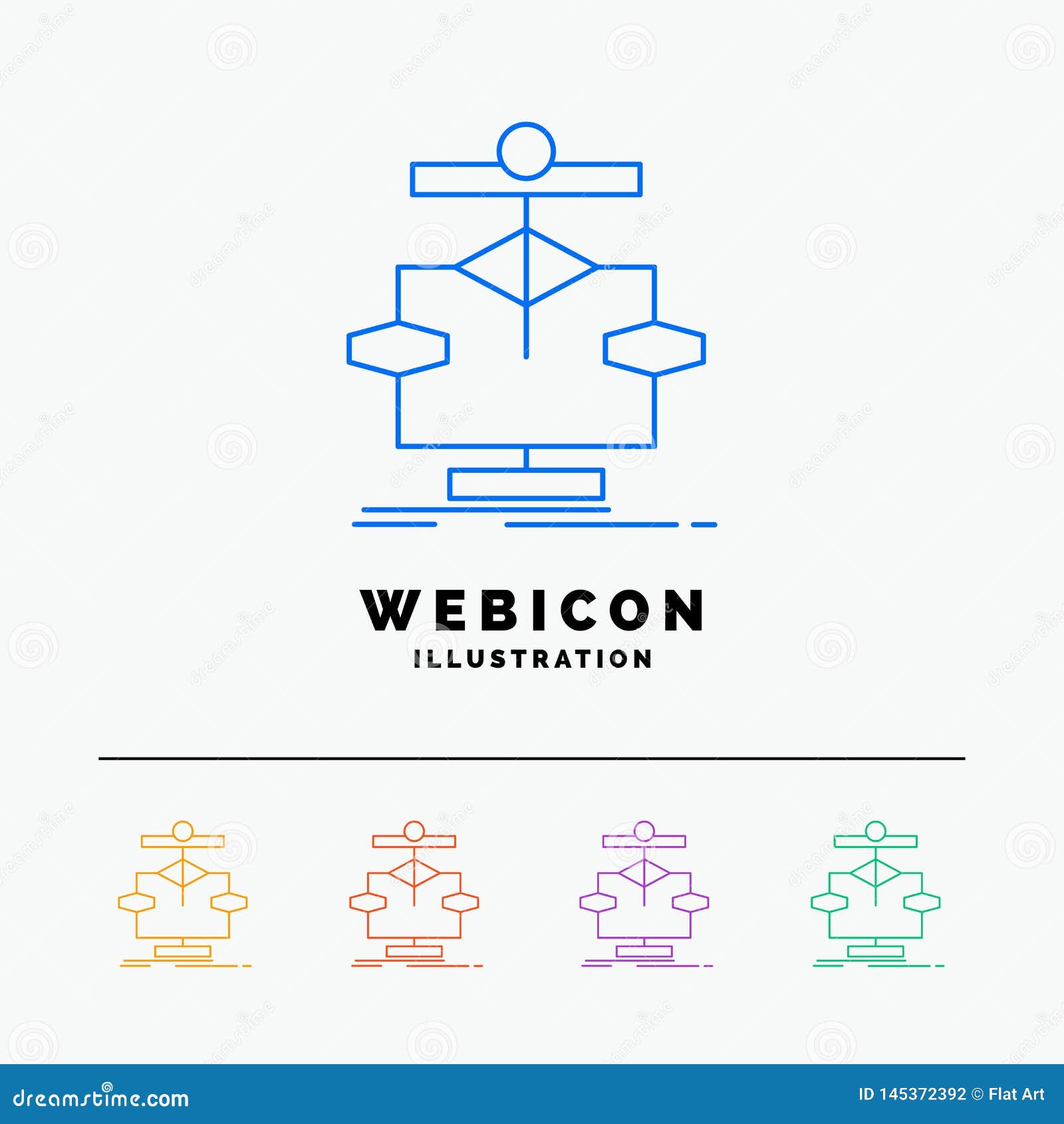 Algorithm, Chart, Data, Diagram, Flow 5 Color Line Web Icon Template Isolated on White. Vector ...