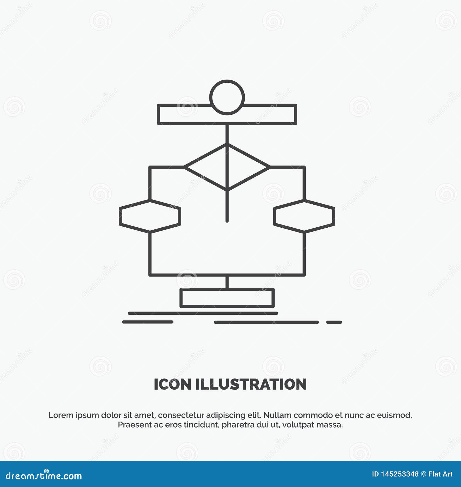 Algorithm, Chart, Data, Diagram, Flow Icon. Line Vector Gray Symbol for UI and UX, Website or ...
