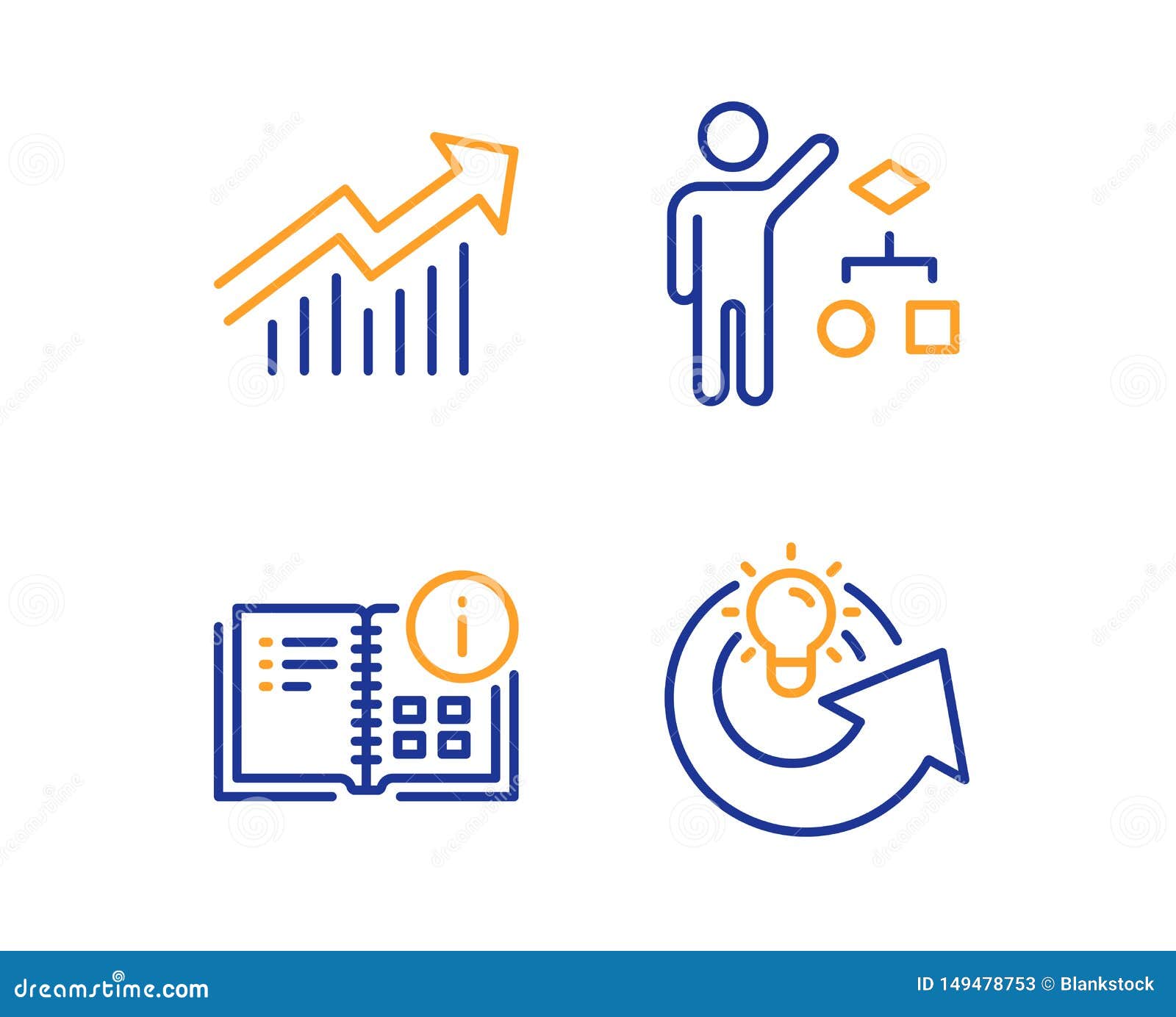 Algorithm, Demand Curve and Instruction Info Icons Set. Share Idea Sign ...