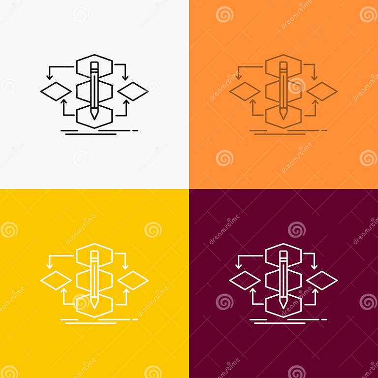 Algorithm, Design, Method, Model, Process Icon Over Various Background ...