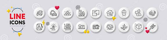 Algorithm, Engineering Documentation and Building Line Icons. for Web App, Printing. White ...