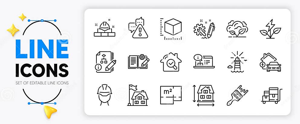 Algorithm, Engineering Documentation and Building Line Icons. for Web App. Vector Stock ...