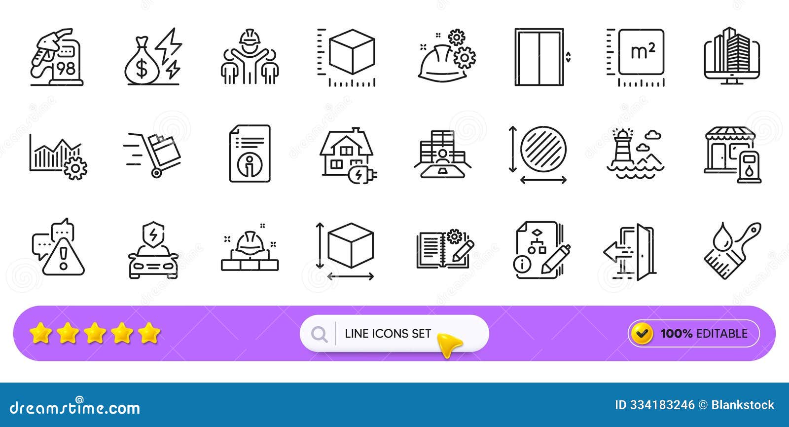 Algorithm, Entrance and Engineering Team Line Icons for Web App ...