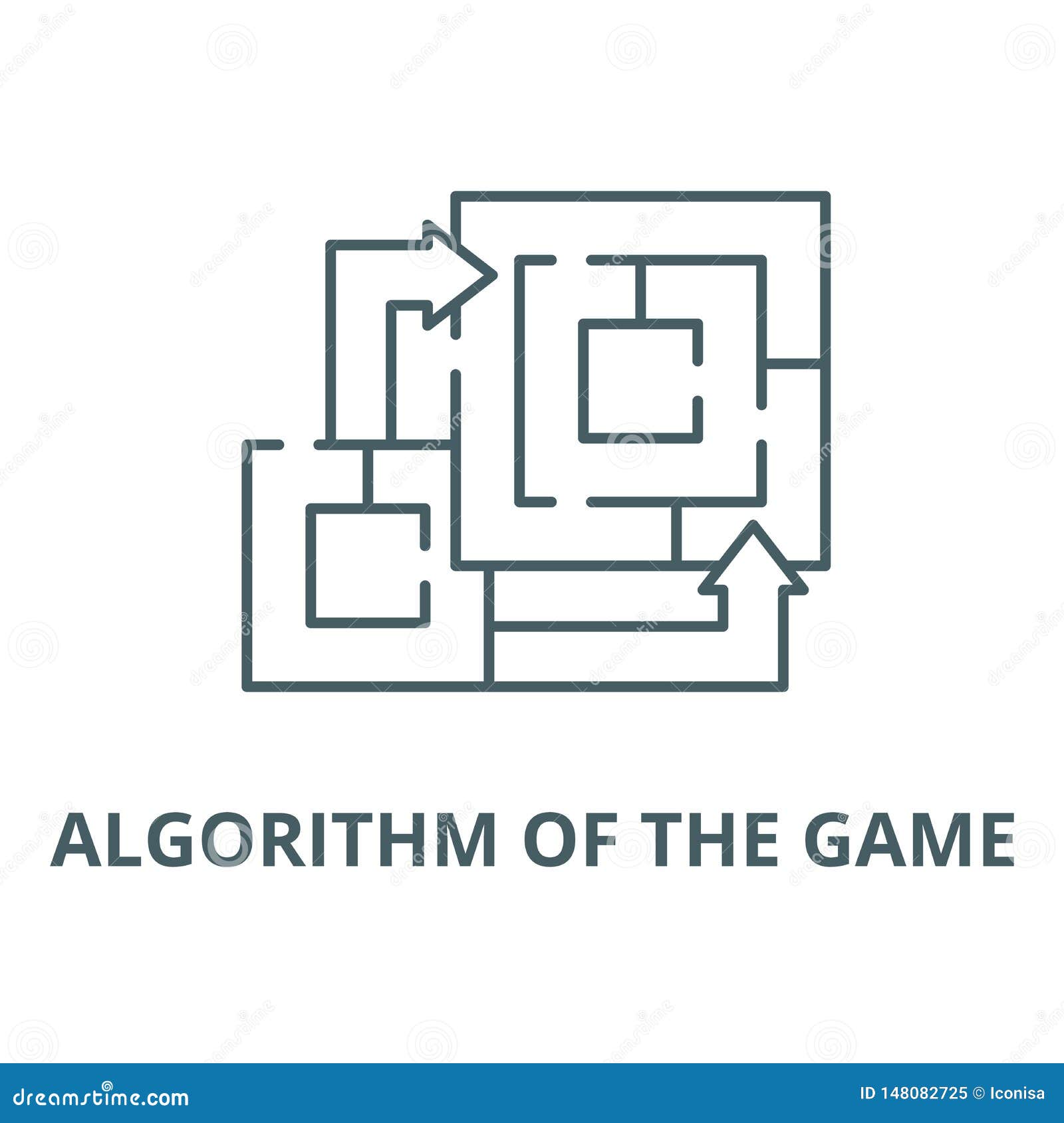 Algorithm Of The Game Vector Line Icon Outline Concept Linear Sign