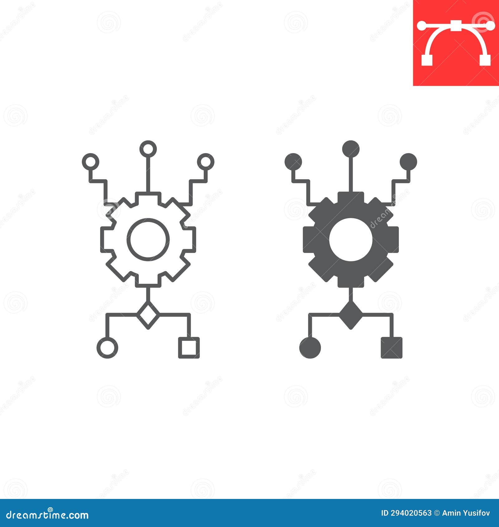 Algorithm Line and Glyph Icon Stock Vector - Illustration of symbol ...