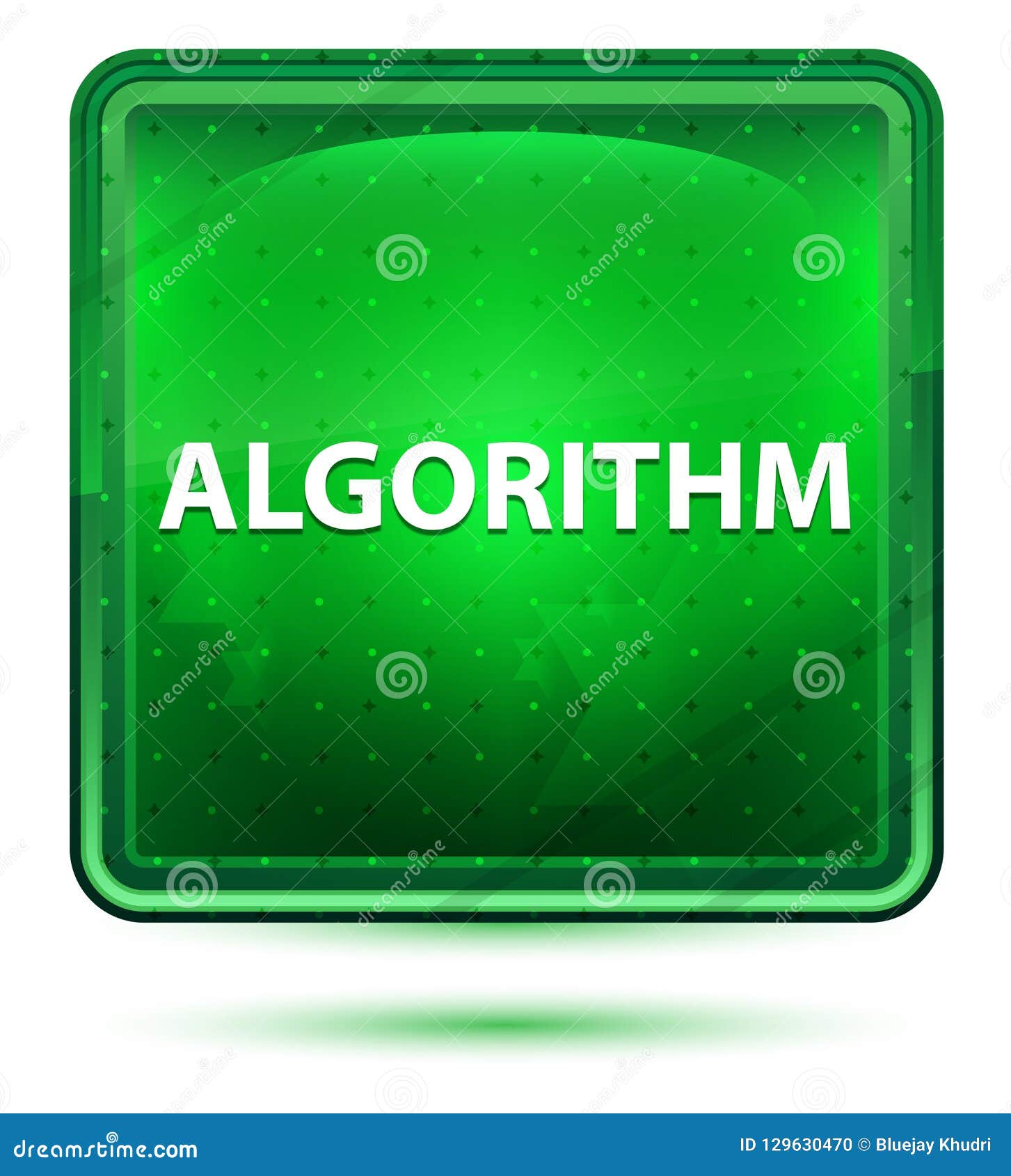 Algorithm Neon Light Green Square Button Stock Illustration ...