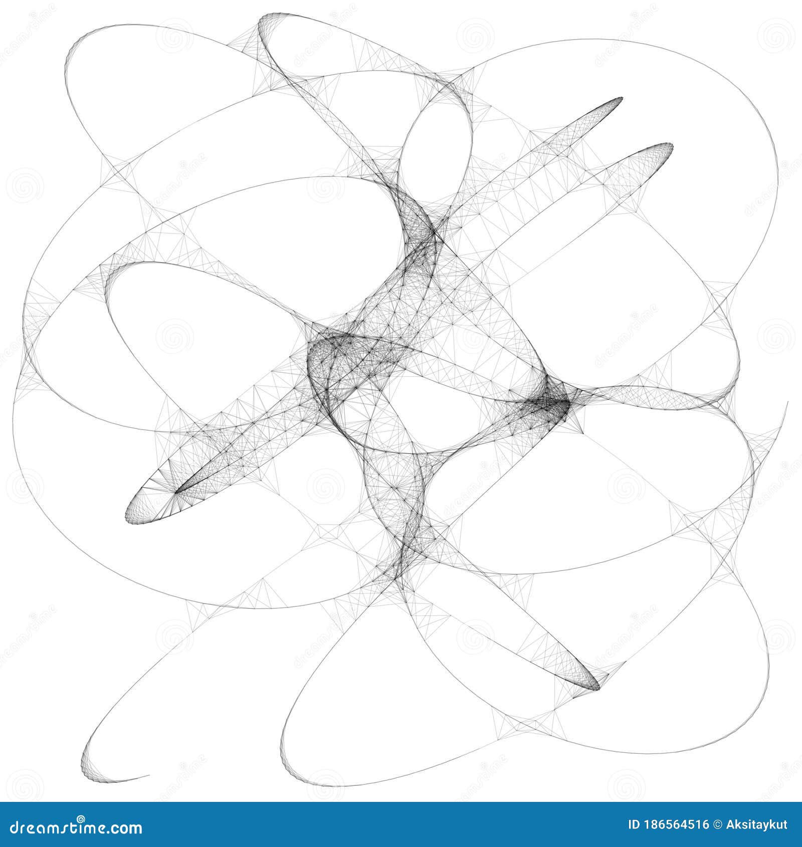 Abstract Curve Geometric Line Art Sketch Illustration Stock ...