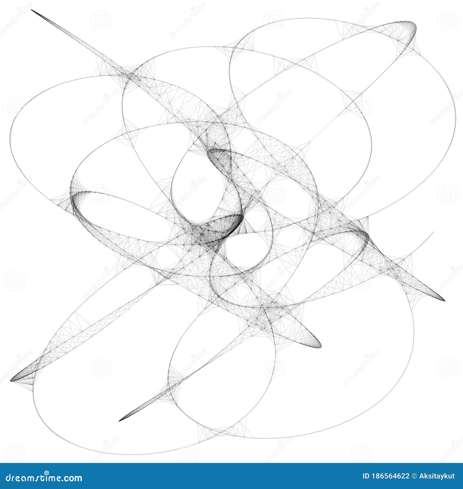 Abstract Curve Geometric Line Art Sketch Illustration Stock ...