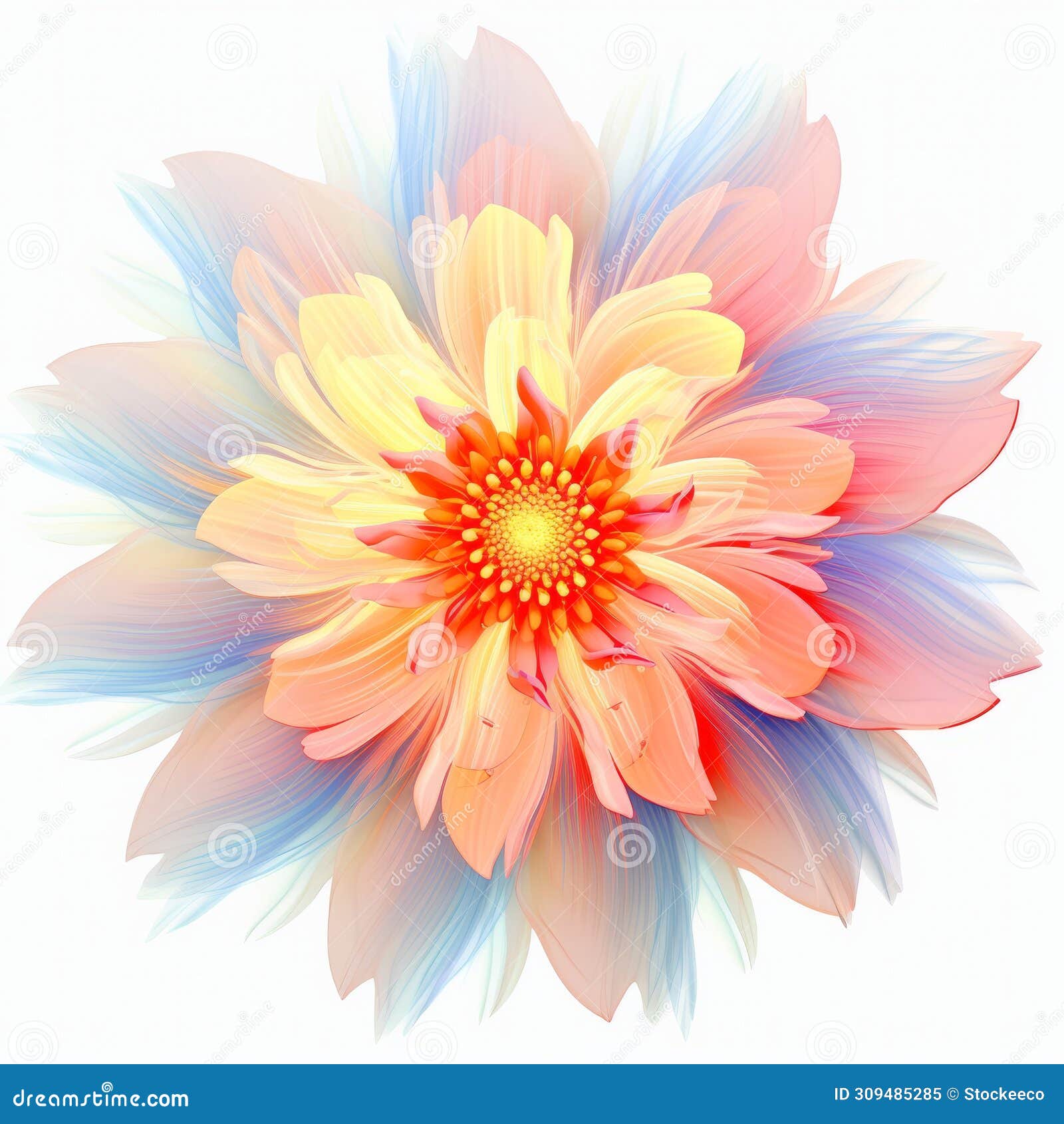 Algorithmic Art: Beautiful Flowers on White Background Stock ...