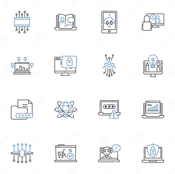Algorithmic Line Icons Collection Computation Automation Mathematics