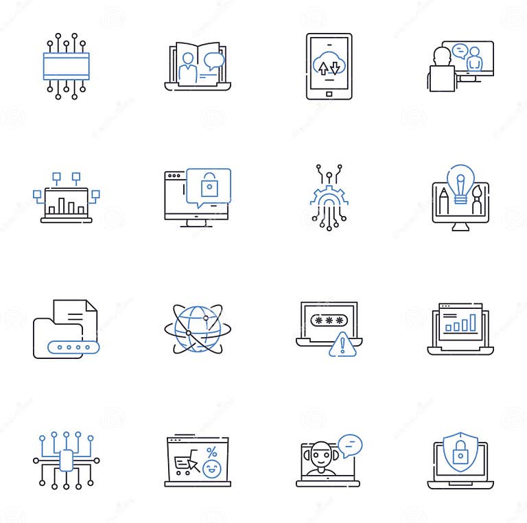 Algorithmic Line Icons Collection Computation Automation Mathematics