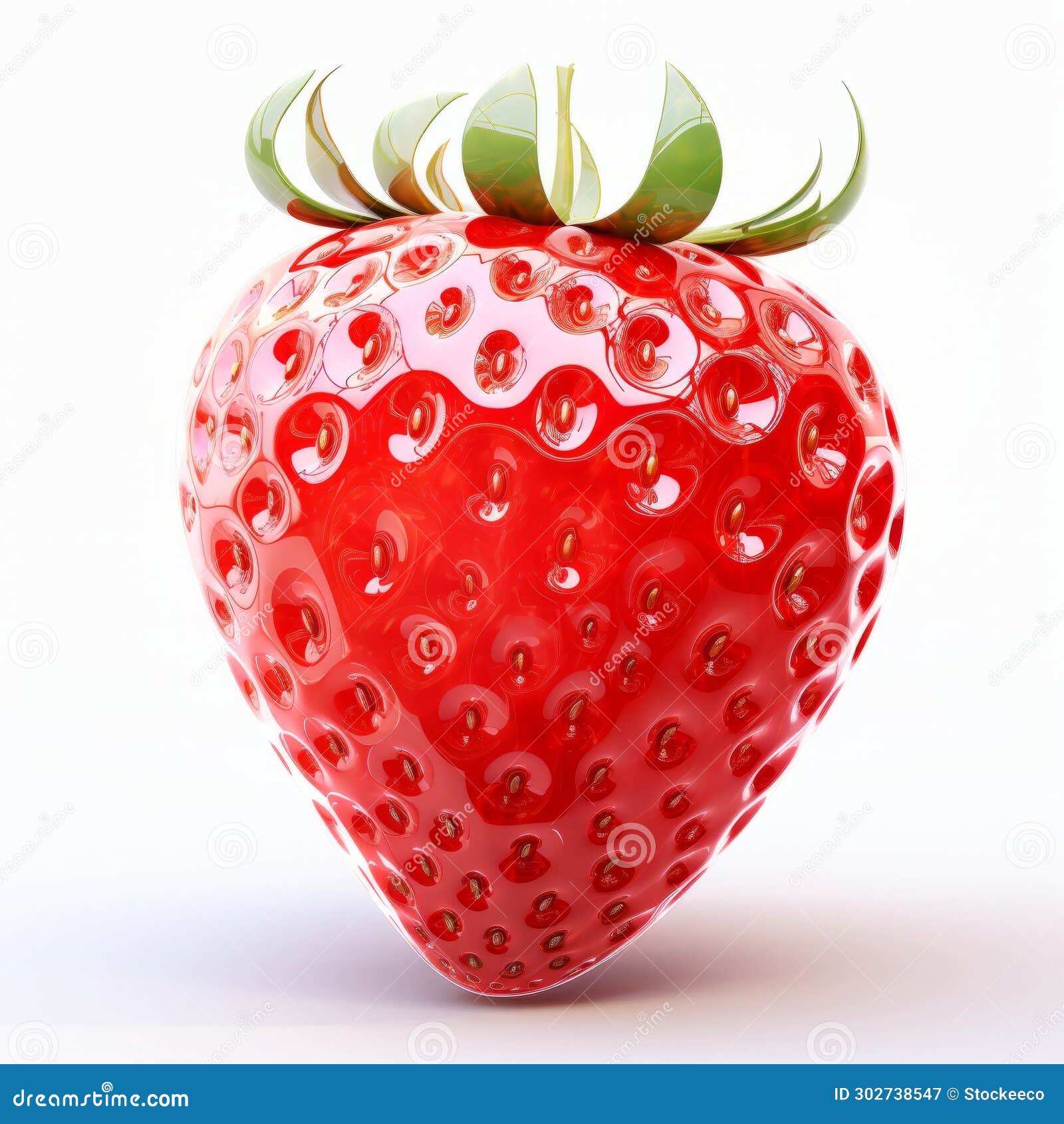 Algorithmic Strawberry Art: High Gloss Monochromatic Sculpture on White ...