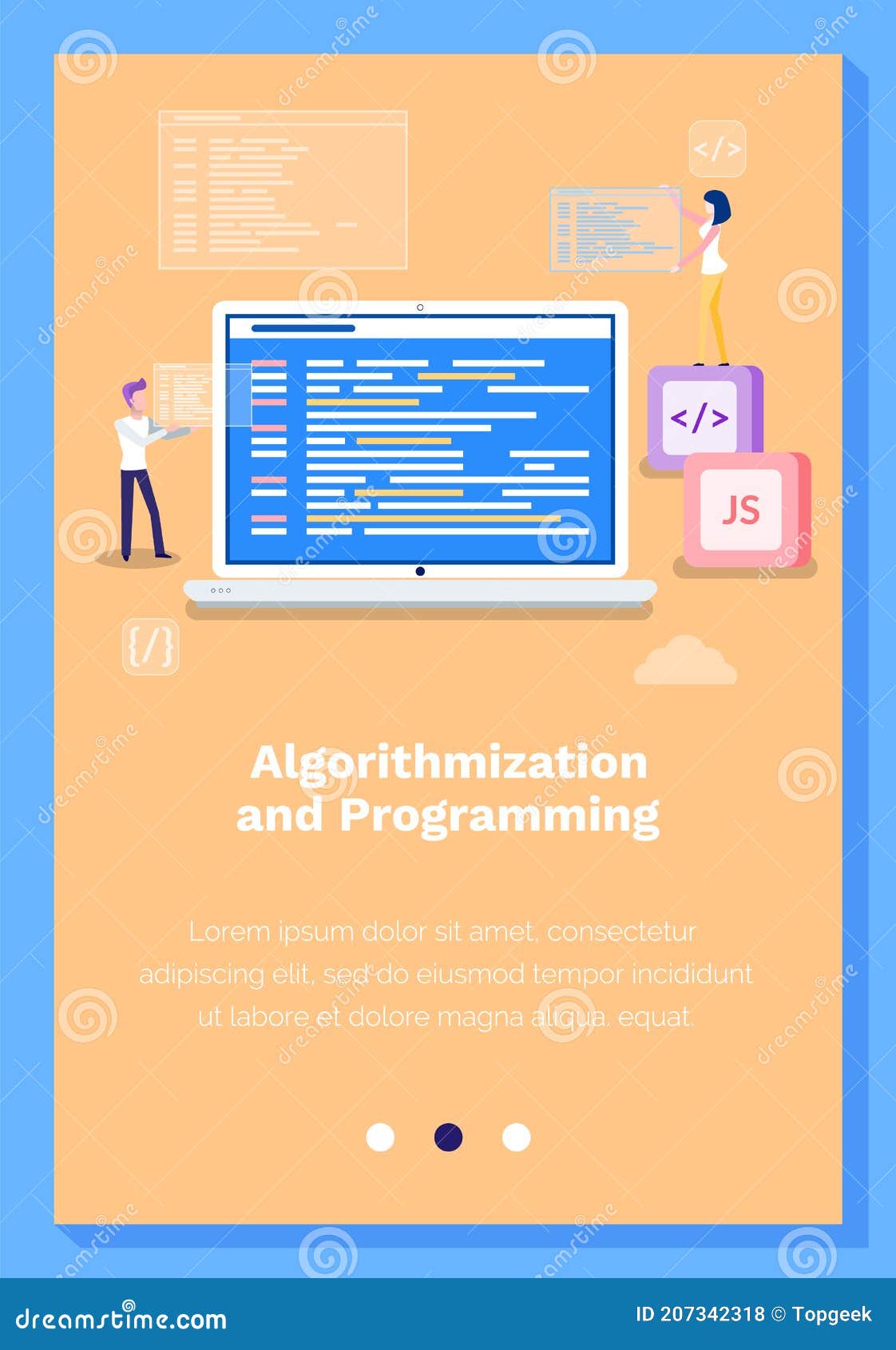 Algorithmization And Programming Vector Illustration Website Landing Page Template Concept