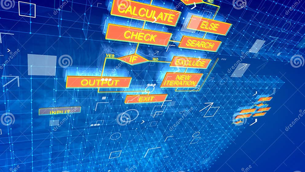 Algorithms in the Blue Backdrop Put Askew Stock Illustration ...