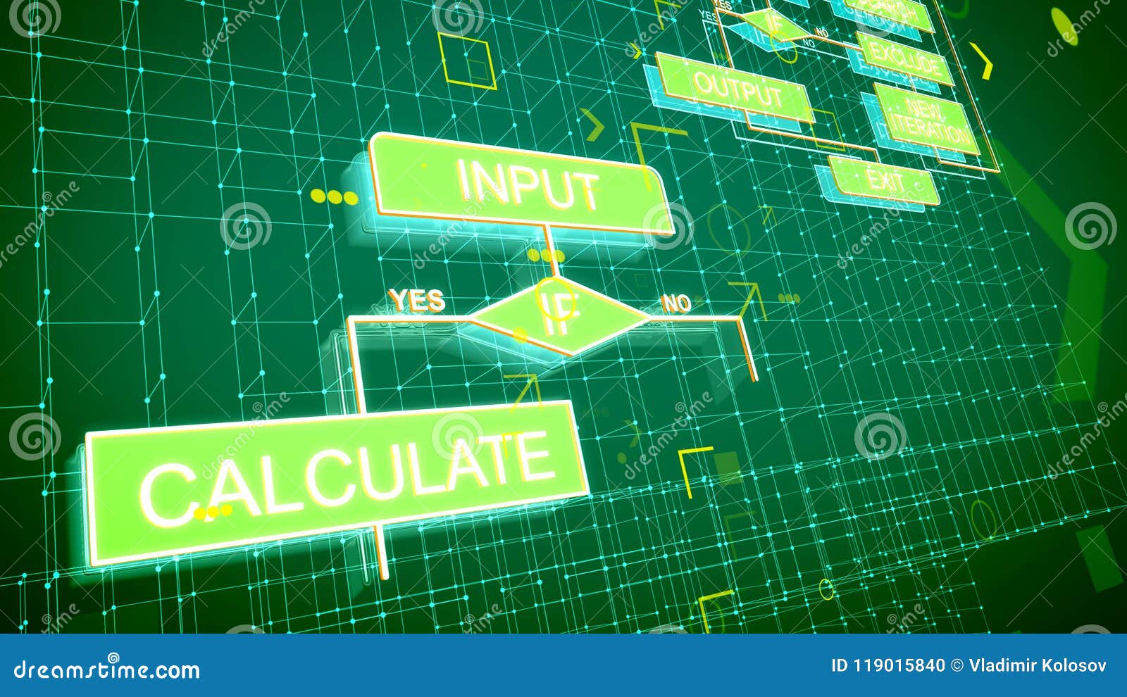 Algoritmos De Los Arty Y Fondo Verde Stock de ilustración - Ilustración ...