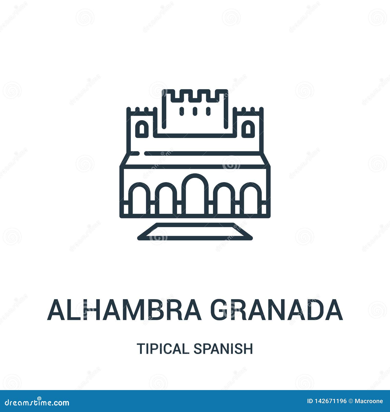 Alhambra Granada Icon Vector from Tipical Spanish Collection. Thin Line ...
