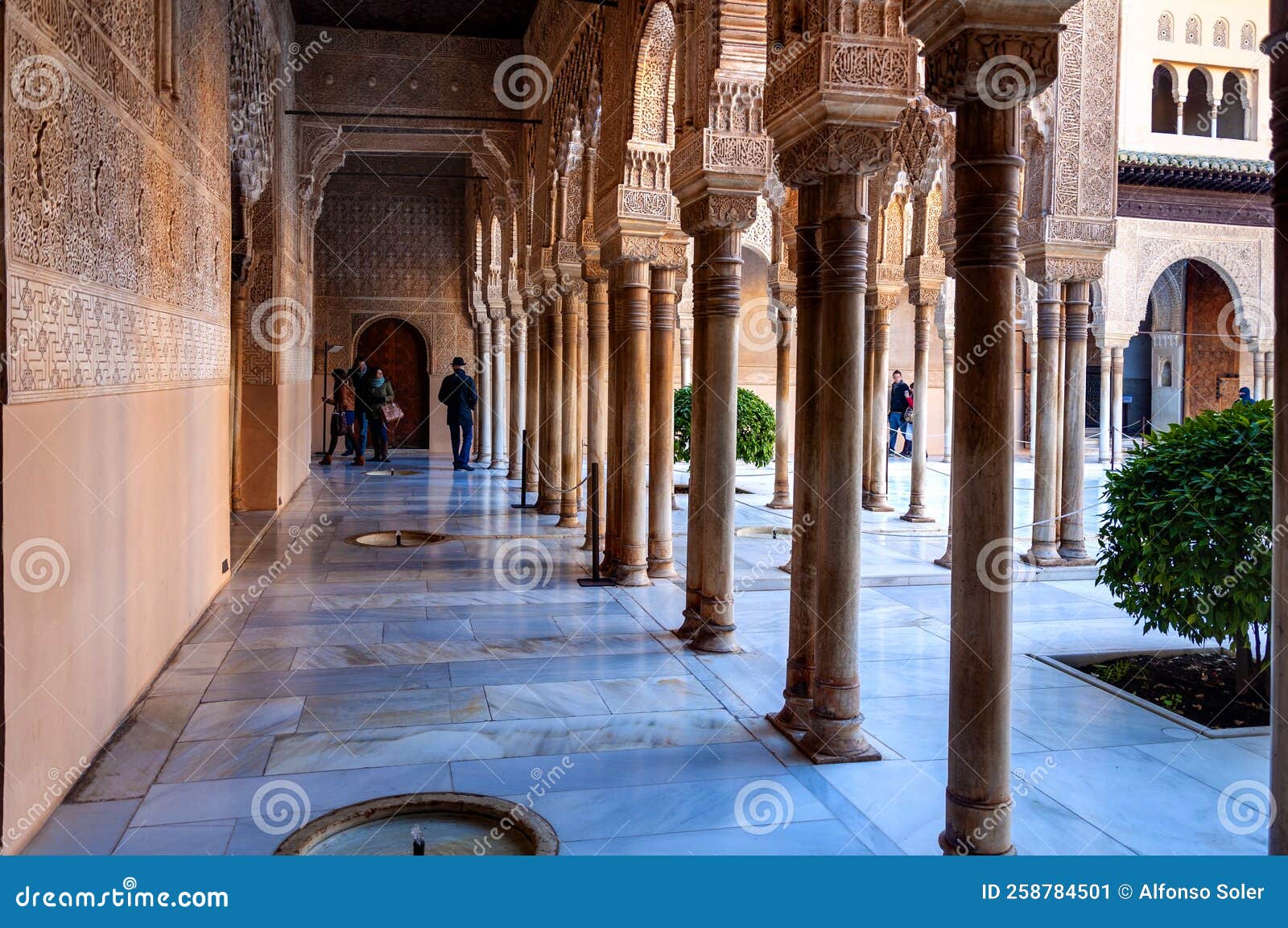 The Alhambra in Granada, Spain. Decorated Columns Editorial Photo ...