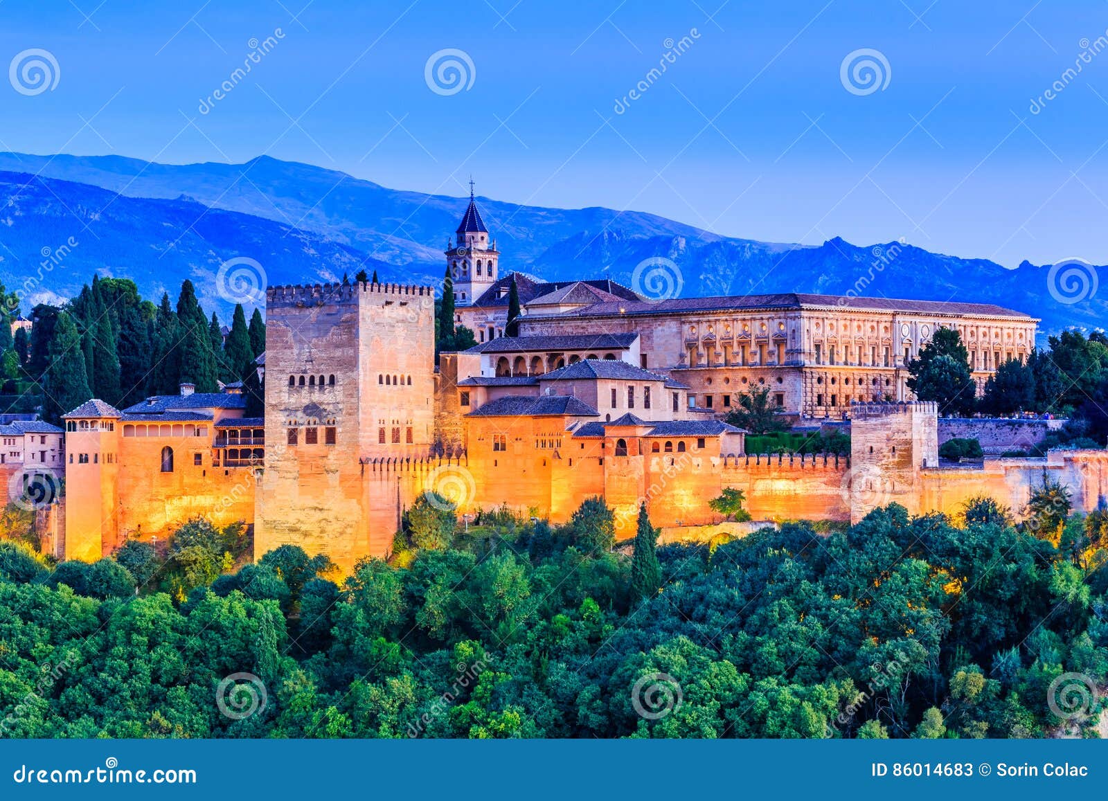 Alhambra, Granada, Spain. stock image. Image of mountain - 86014683