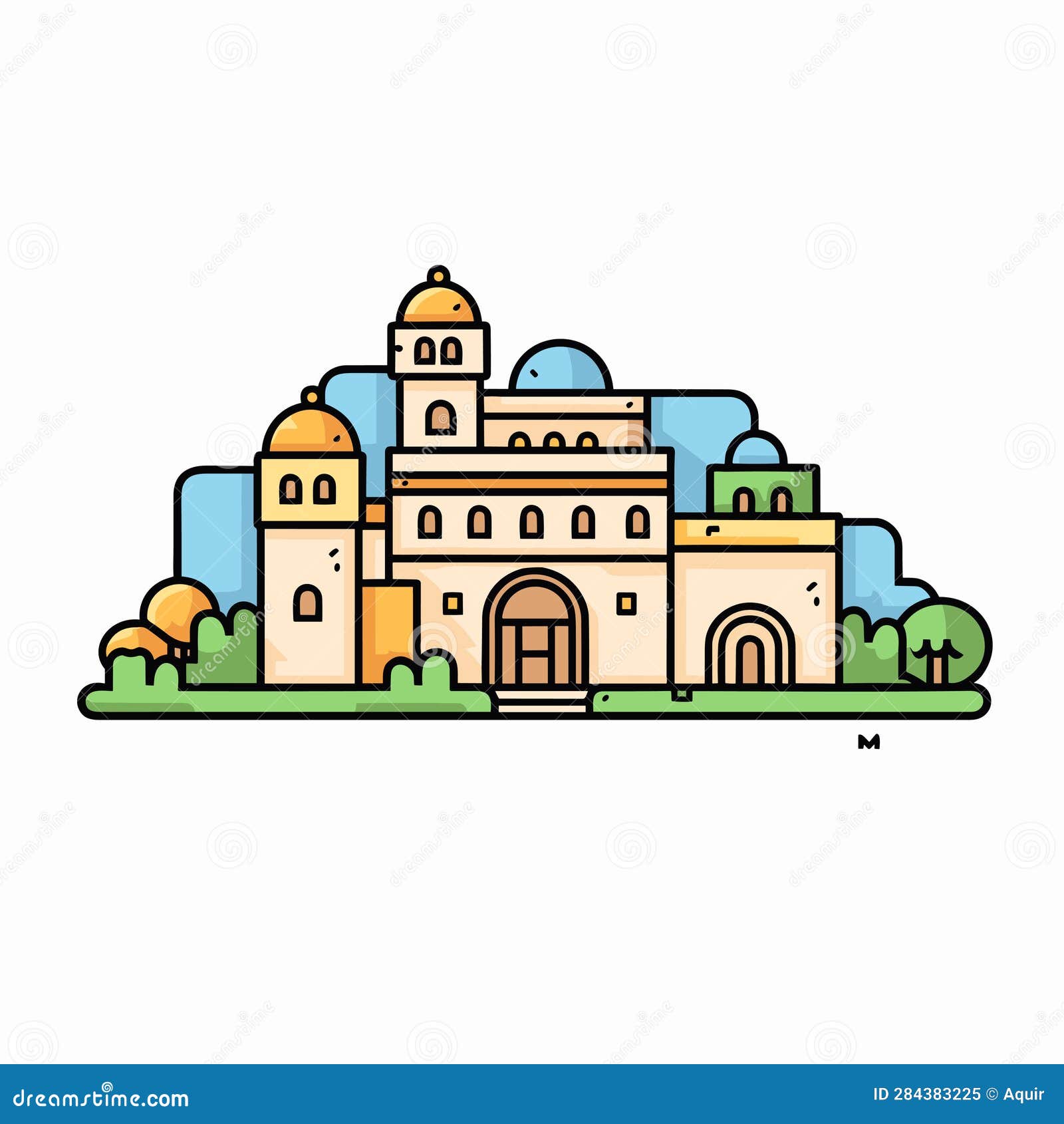 Alhambra Hand-drawn Comic Illustration. Alhambra. Vector Doodle Style ...