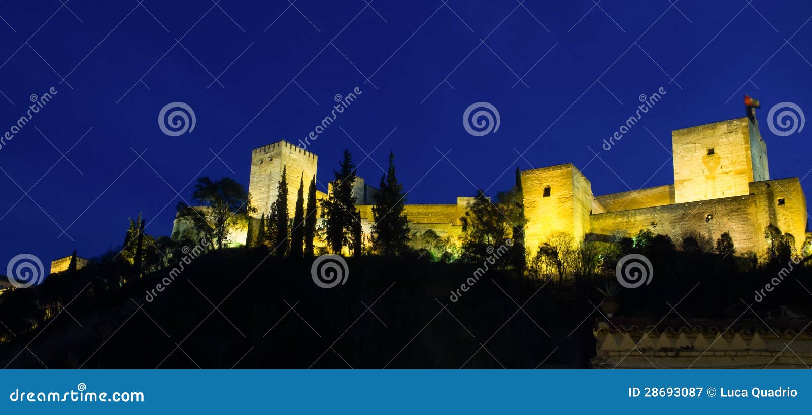 Alhambra by night stock image. Image of andalucia, ancient - 28693087