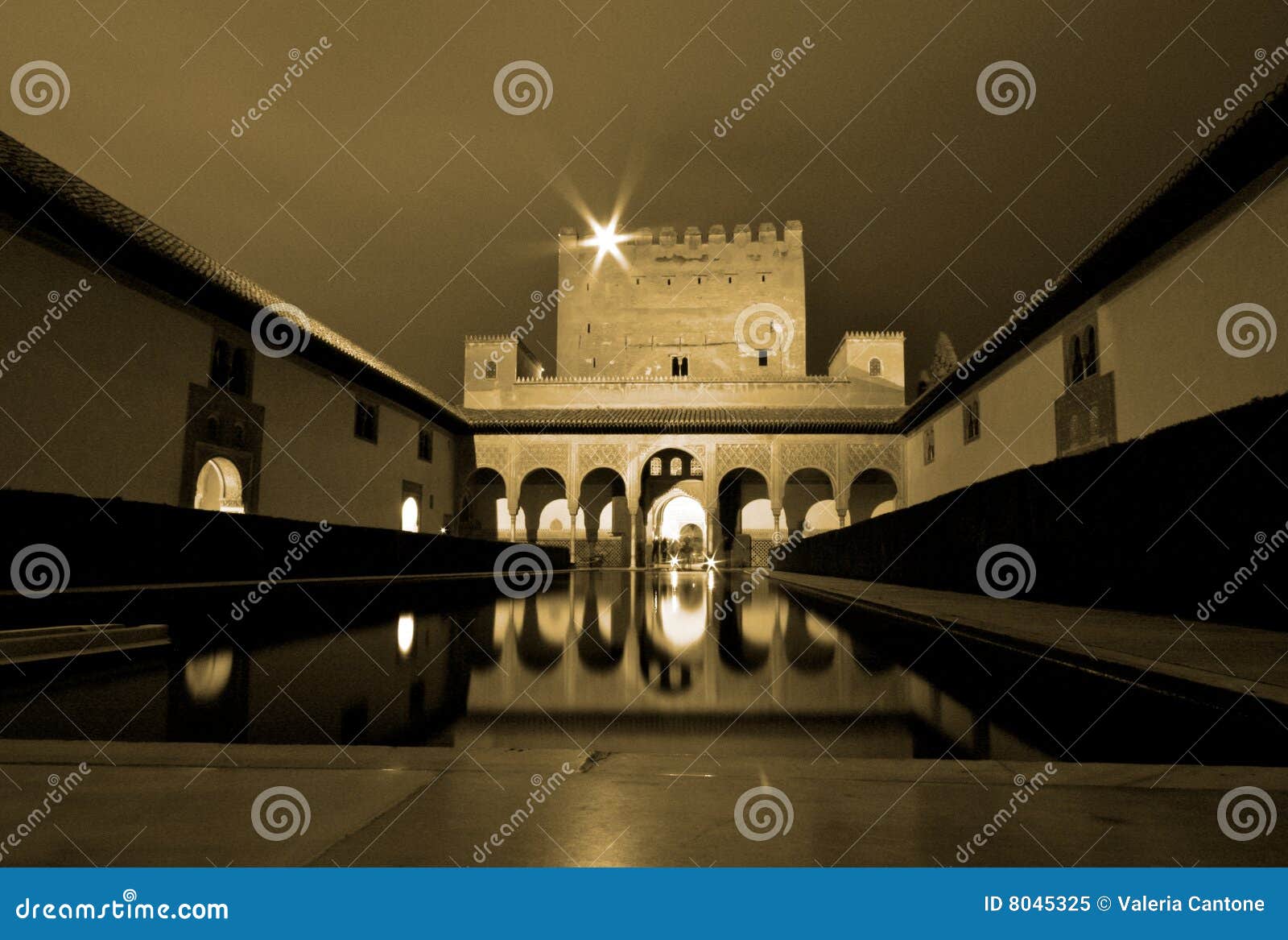 Alhambra at Night, Andalusia, Spain Stock Image - Image of history ...