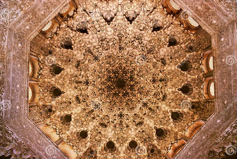 Alhambra palace ceiling stock photo. Image of famous, landmark - 1879046
