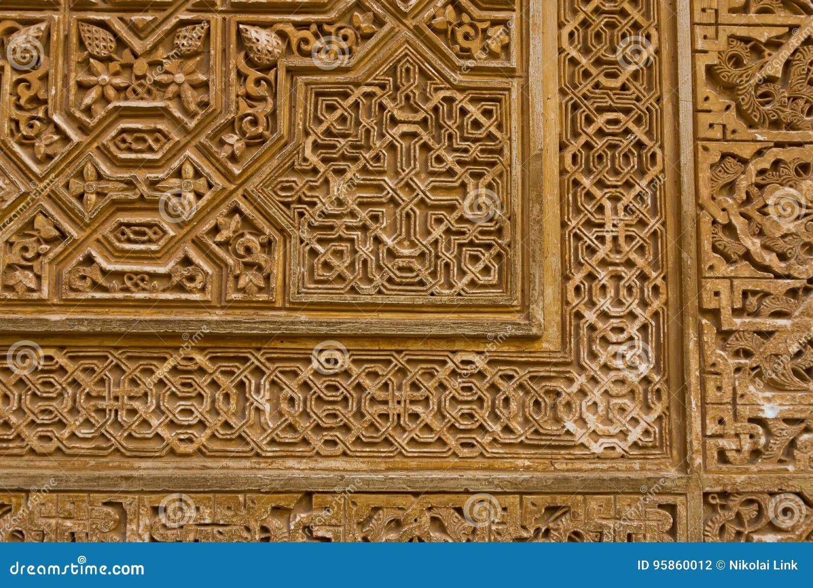 Alhambra plaster ornament stock photo. Image of texture - 95860012