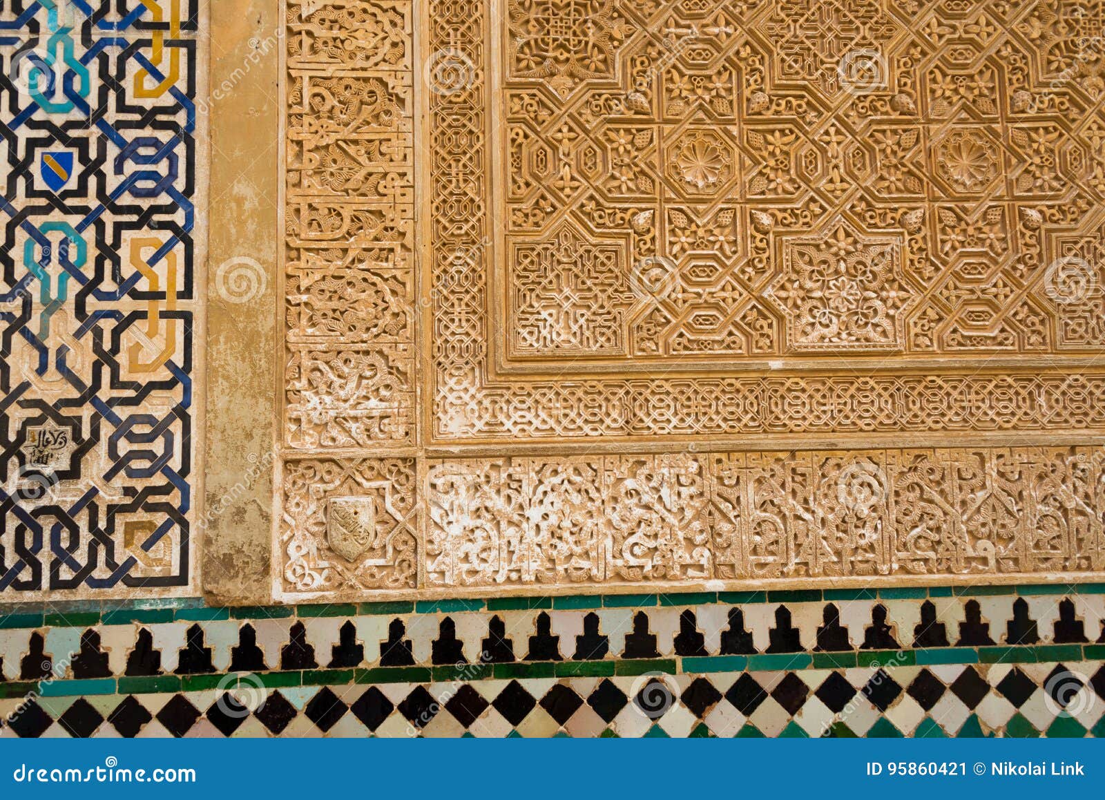 Alhambra plaster ornament stock image. Image of traditional - 95860421