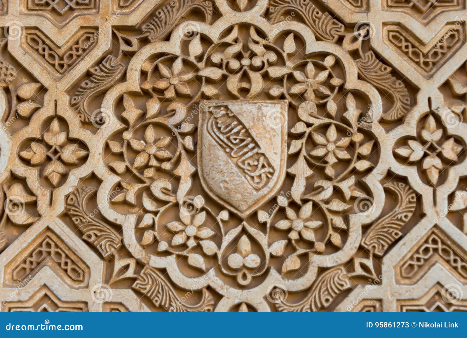 Alhambra plaster ornament stock image. Image of carving - 95861273