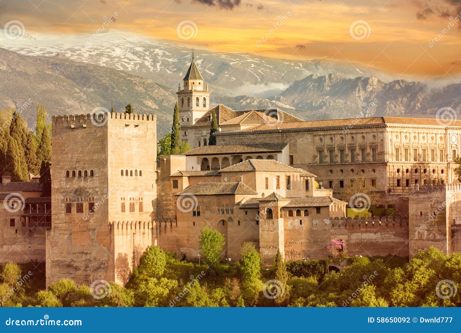 Alhambra sunset stock photo. Image of site, european - 58650092
