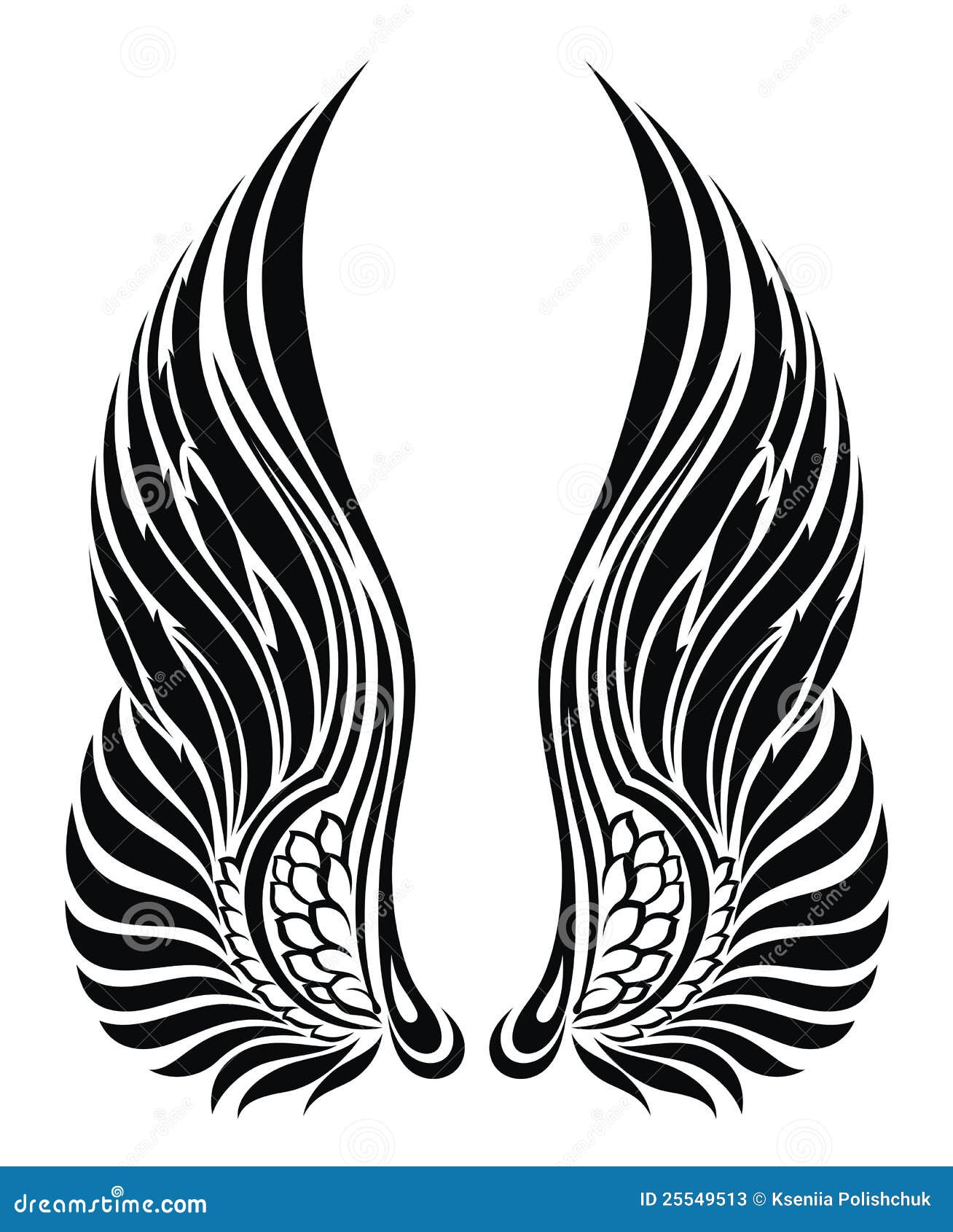 Ali Di Angelo Isolate Su Bianco. Disegno Del Tatuaggio Illustrazione ...