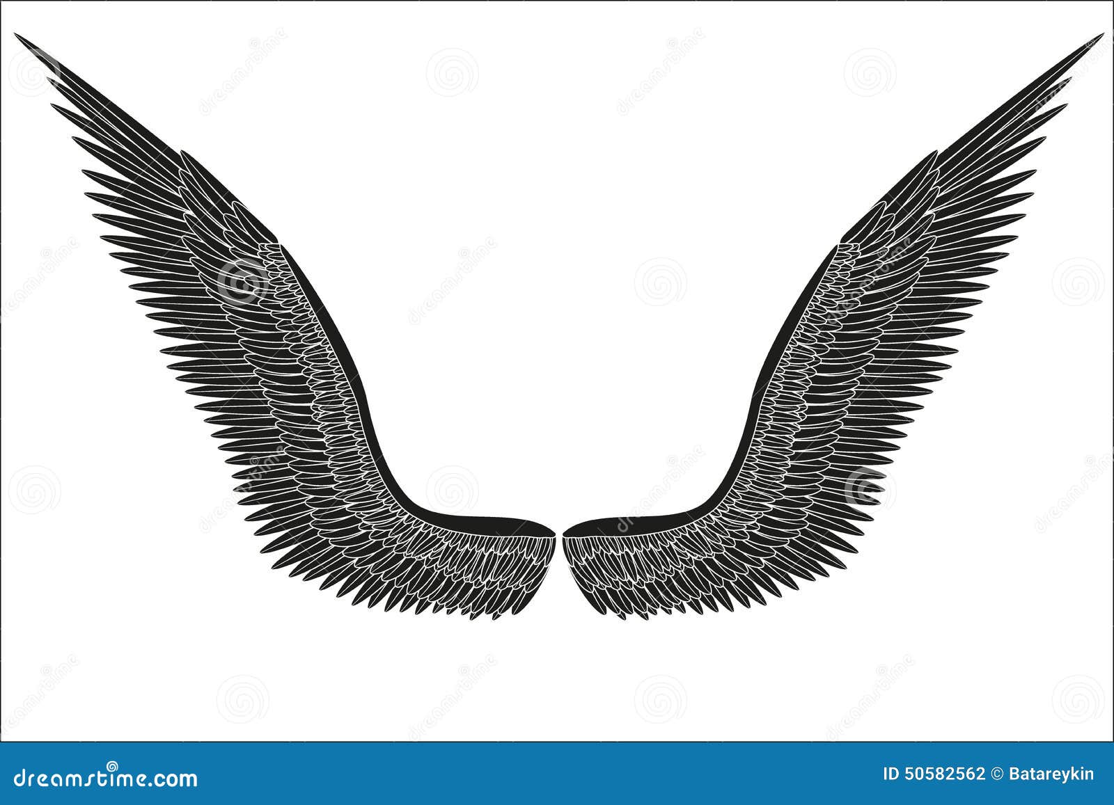 Ali Nere Aperte Di Angelo Di Schizzo Vettore Illustrazione Vettoriale ...