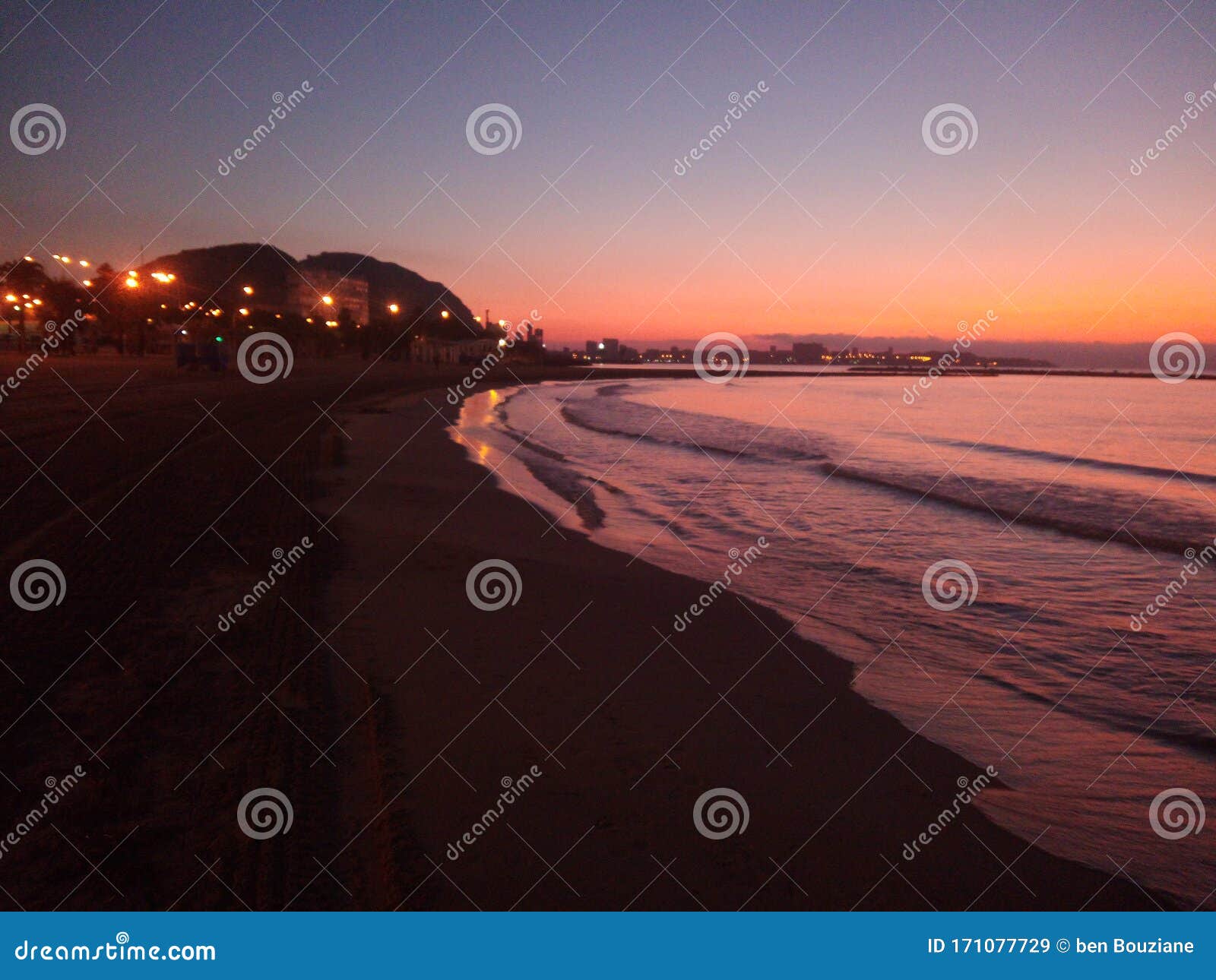 Alicante Spain Long Beach Sunset Stock Image - Image of alicante, long ...