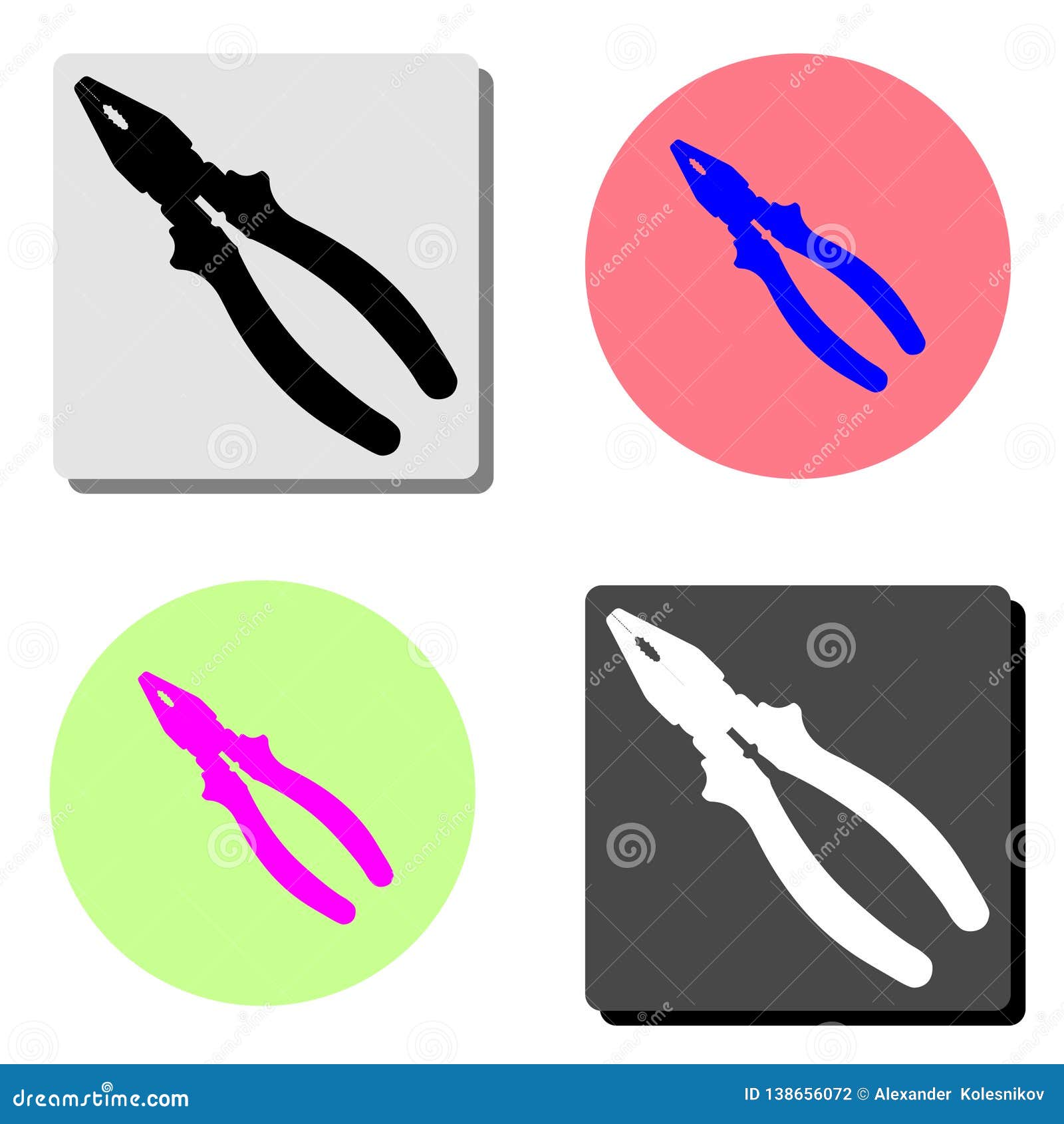 Alicates Icono Plano Del Vector Ilustración del Vector - Ilustración de ...