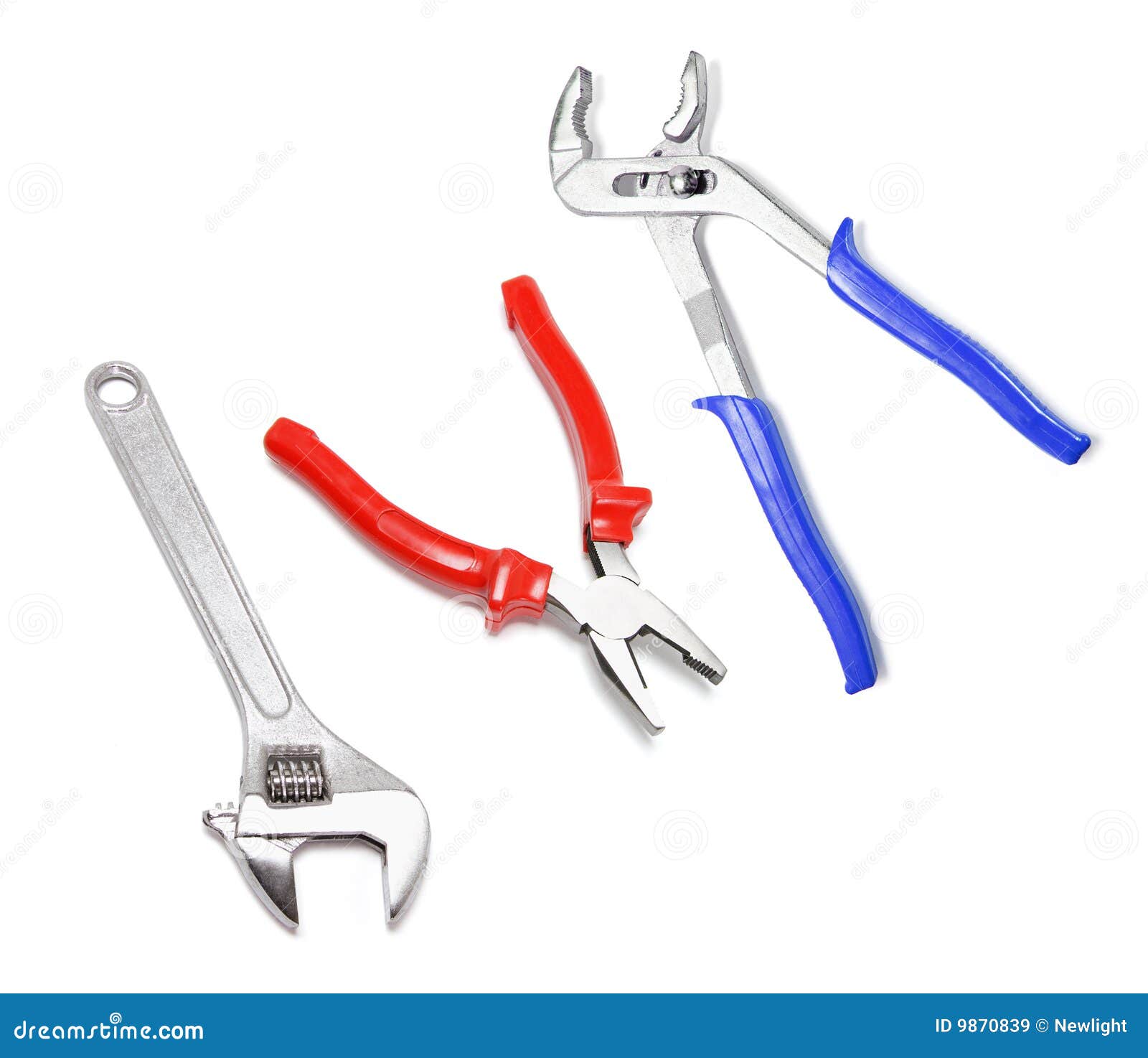 Alicates y llaves inglesas imagen de archivo. Imagen de blanco - 9870839