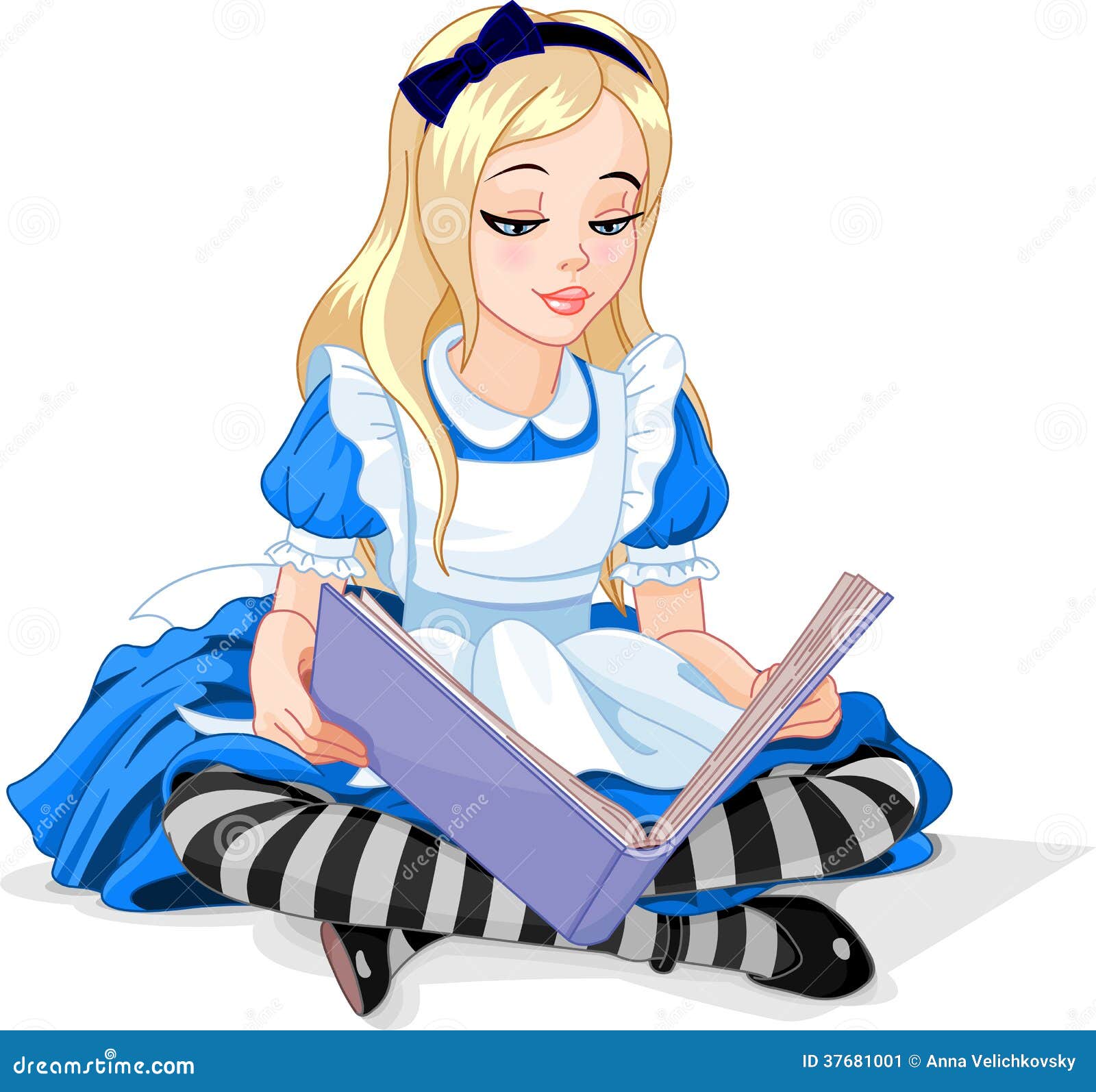 Alice che legge un libro illustrazione vettoriale. Illustrazione di ...