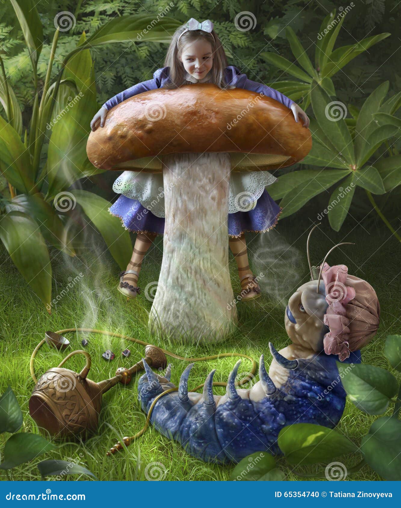 Alice e Caterpillar azul ilustração stock. Ilustração de prostituta ...