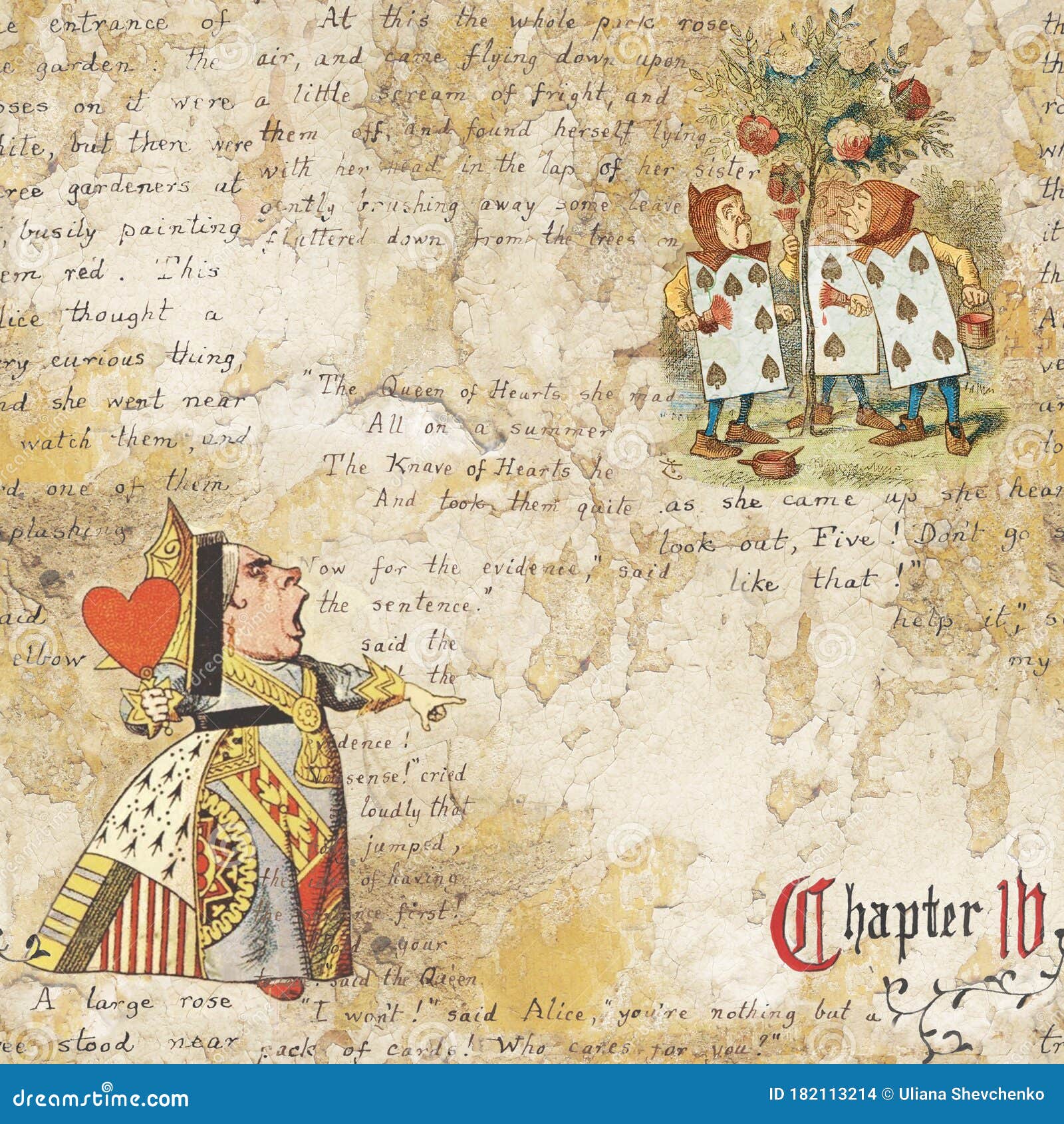 Alice in Wonderland Seamless Pattern Stock Photo - Image of aquarelle ...