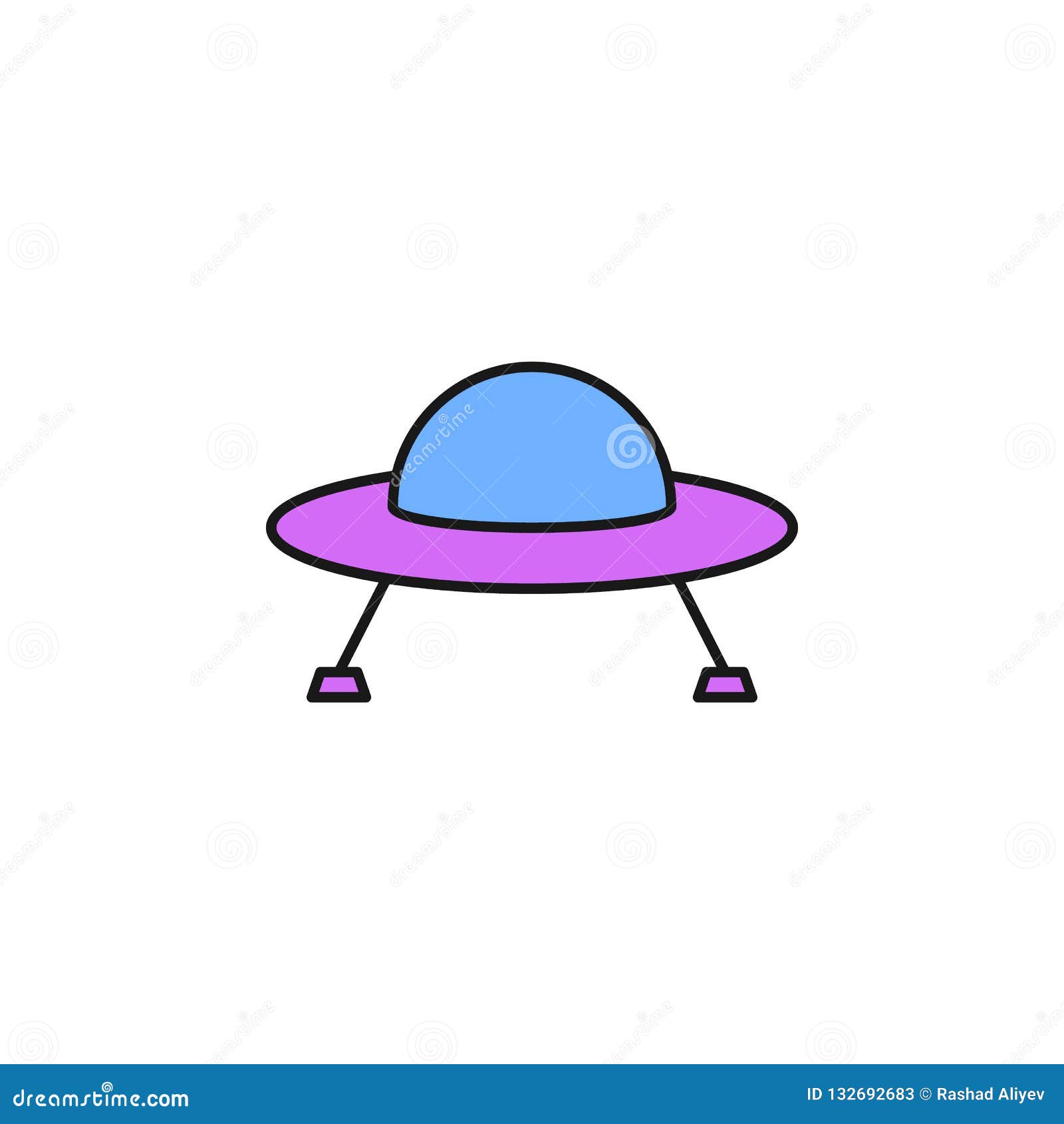 Alien Aircraft Icon. Element of Space Outline Color Icon. Thin Line ...
