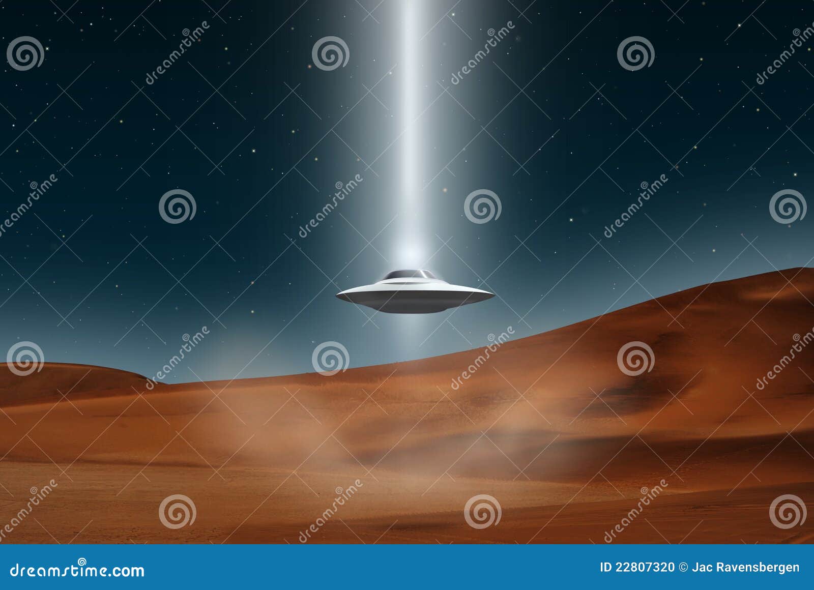 Alien Aircraft Ufo Landing Desert Stock Illustration - Illustration of ...
