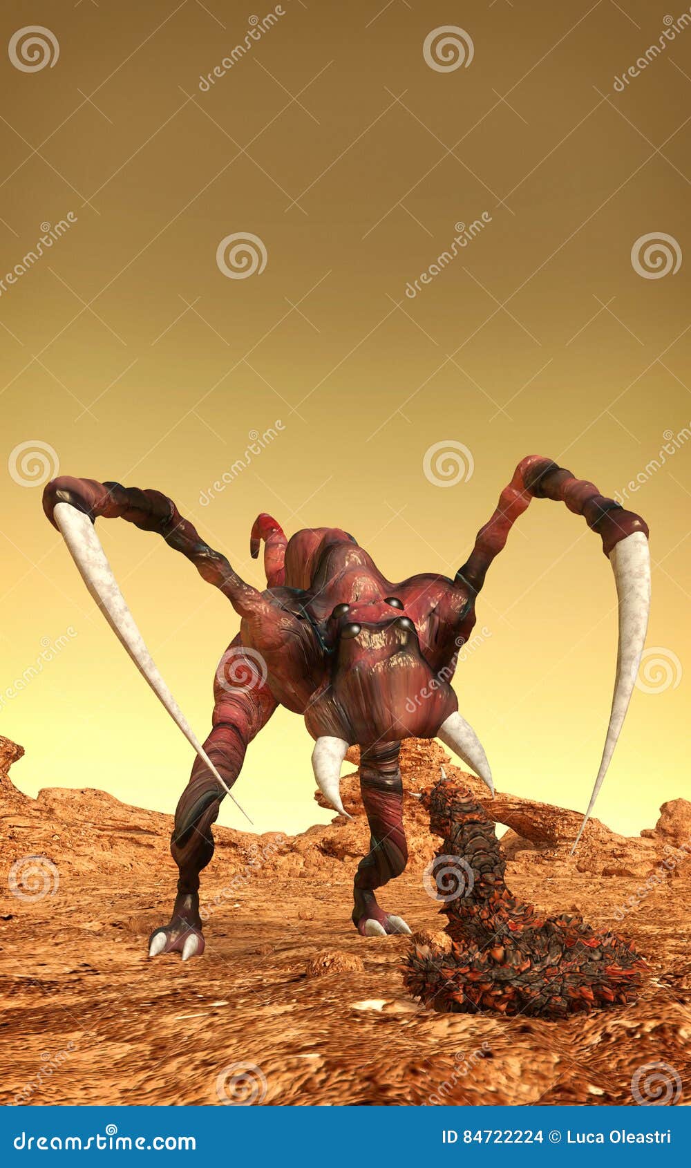 Alien Animal on Planet Surface Stock Illustration - Illustration of ...