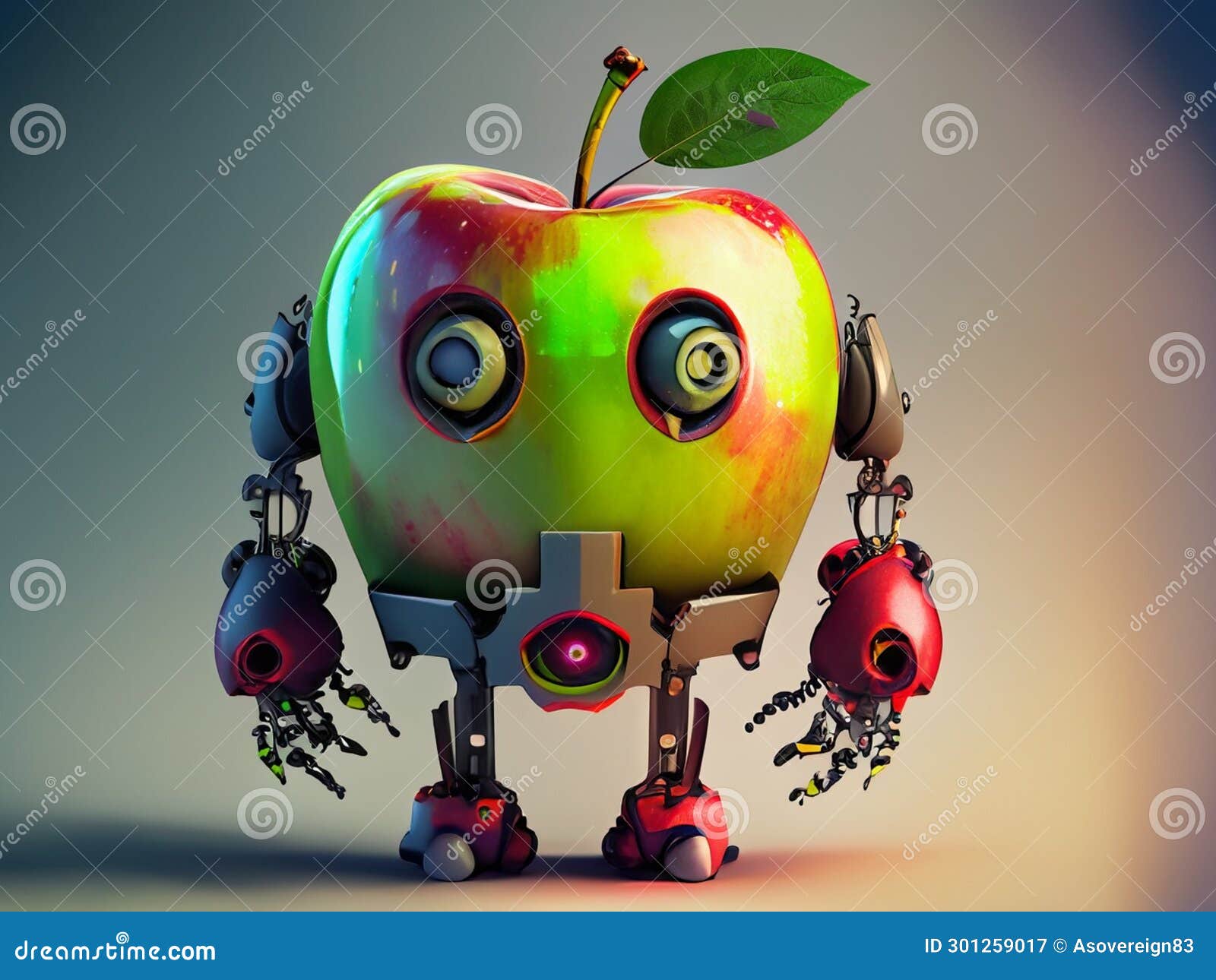 Alien Apple Robot stock illustration. Illustration of food - 301259017