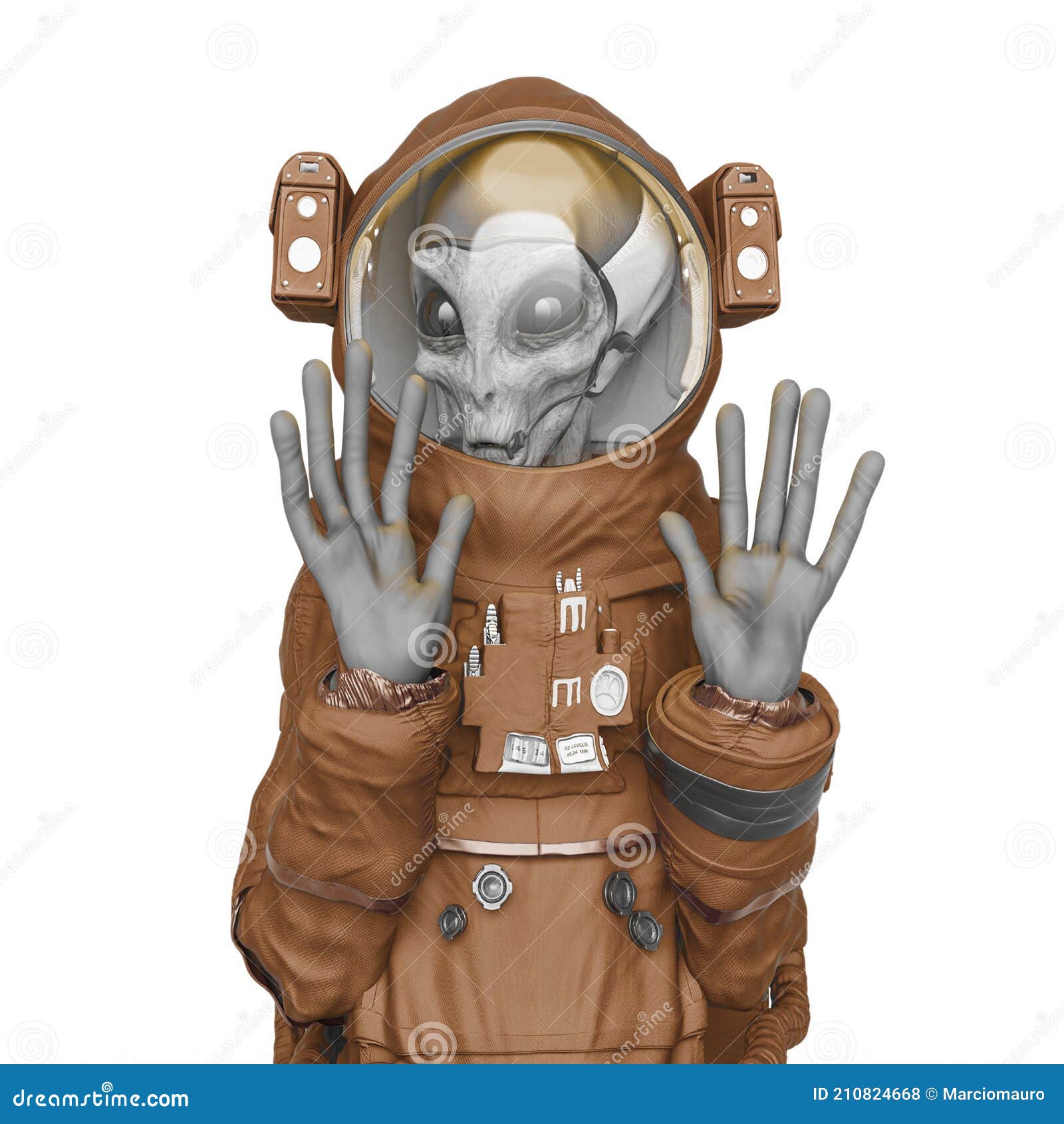 Alien Astronaut in Badass Meme Pose Stock Illustration - Illustration ...