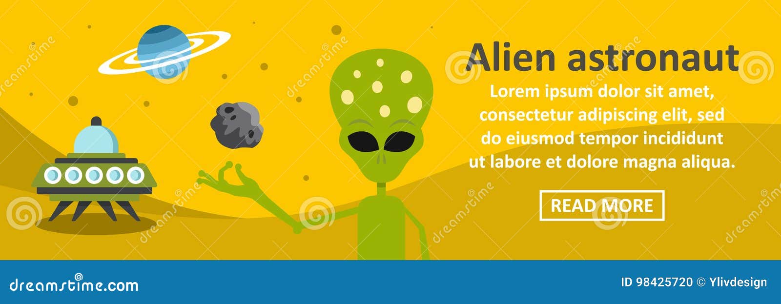 Alien Astronaut Banner Horizontal Concept Stock Vector - Illustration ...