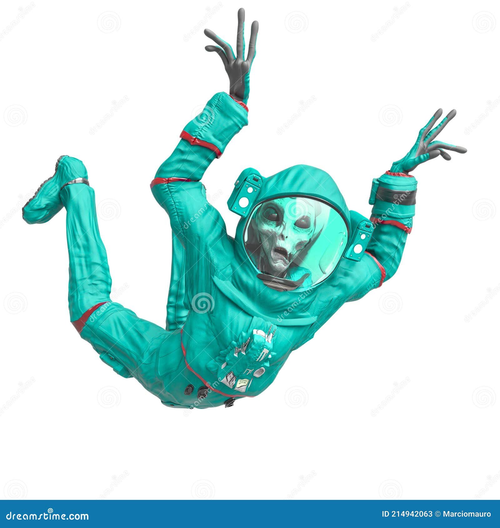 Alien Astronaut is Falling from the Sky Stock Illustration ...