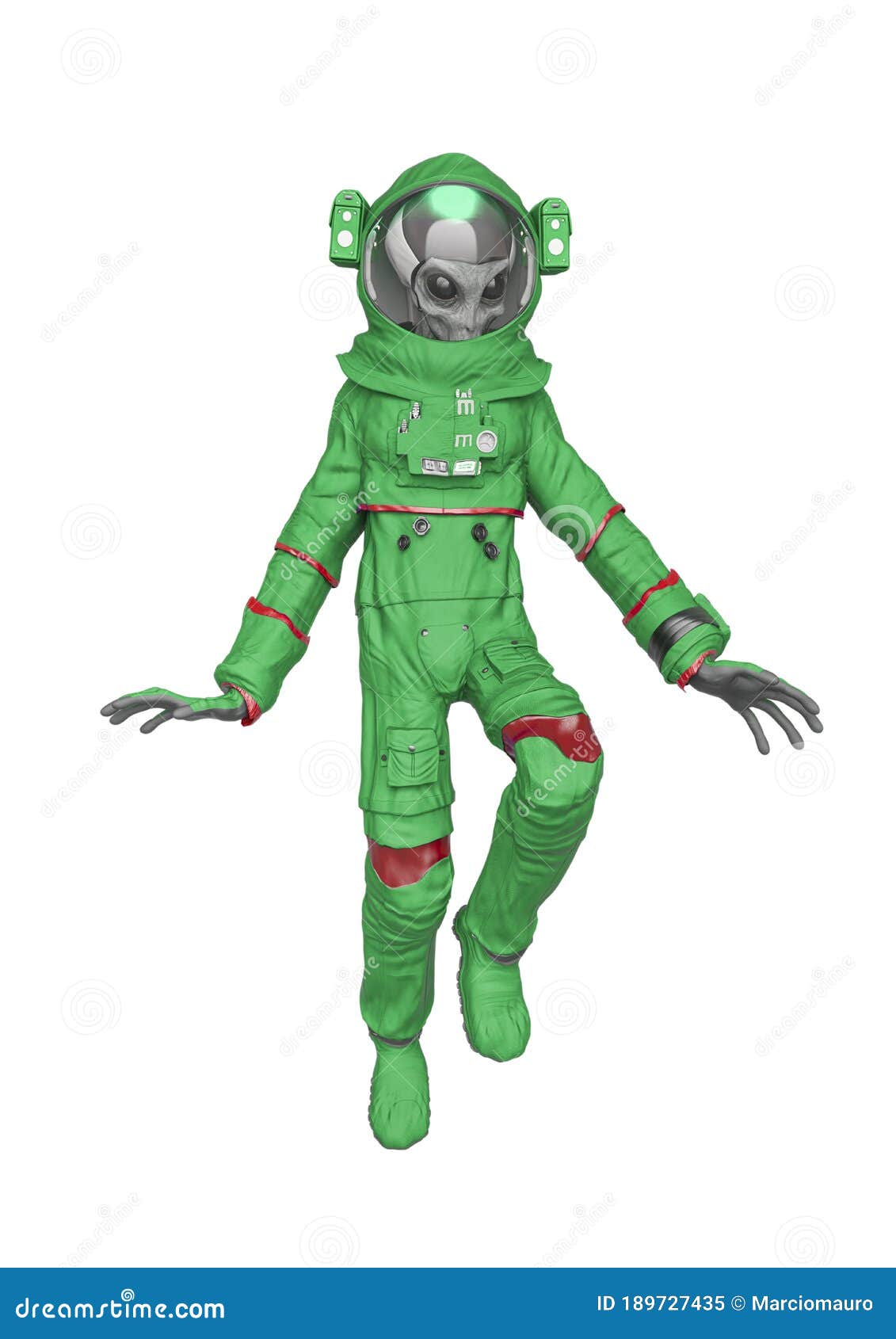 Alien Astronaut is Floating Stock Illustration - Illustration of ...