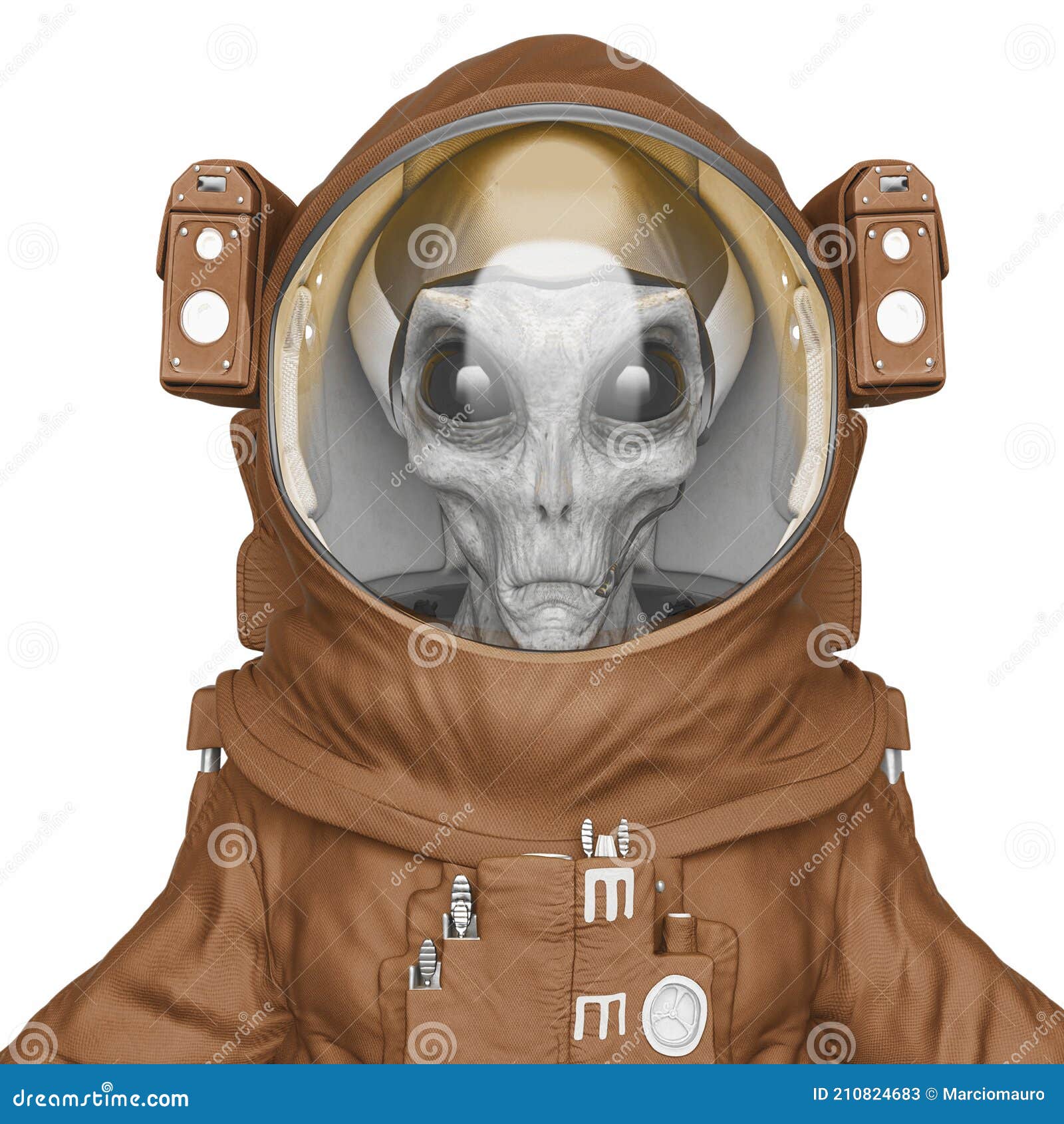 Alien astronaut id profile stock illustration. Illustration of martian ...